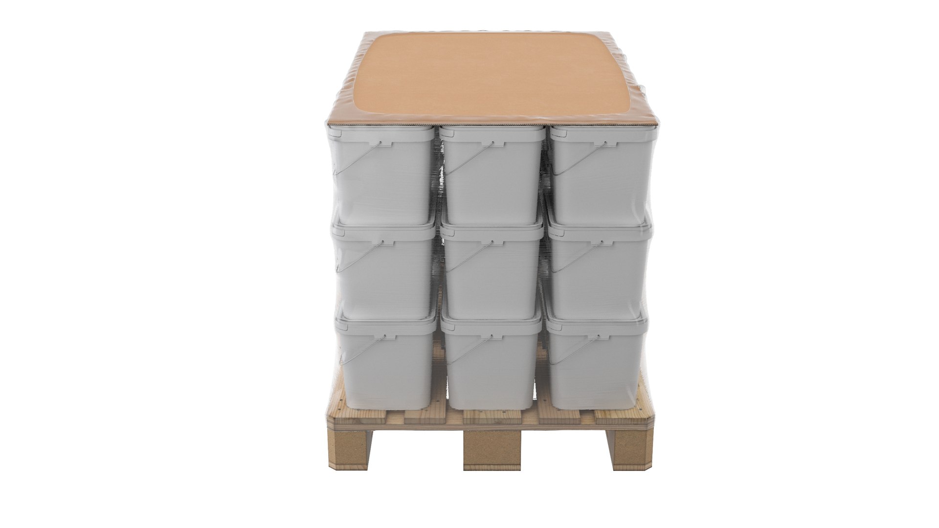Wrapped Pallet With Buckets 3D model - TurboSquid 2040764