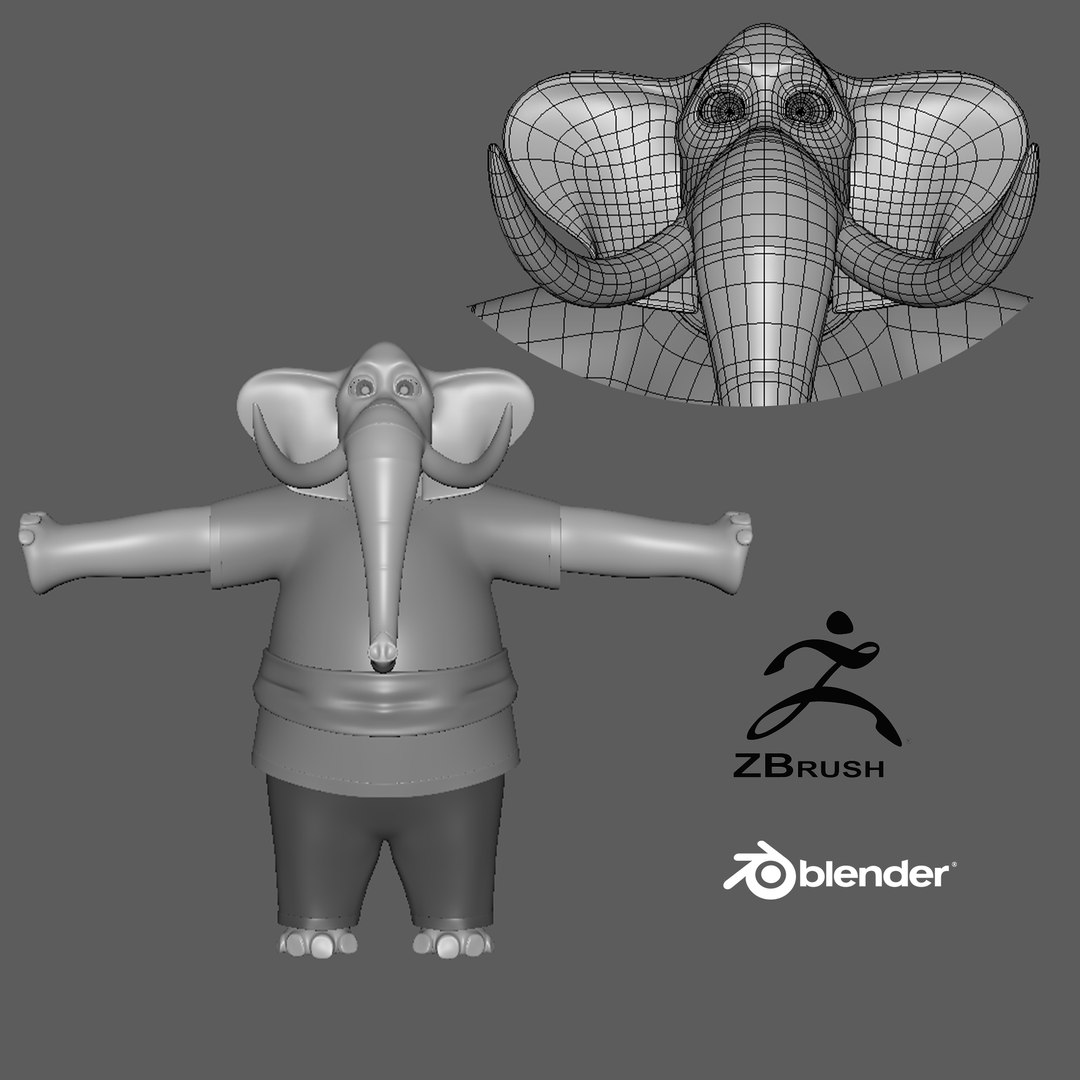 Cartoon Elephant - Base Mesh 3D - TurboSquid 2182323