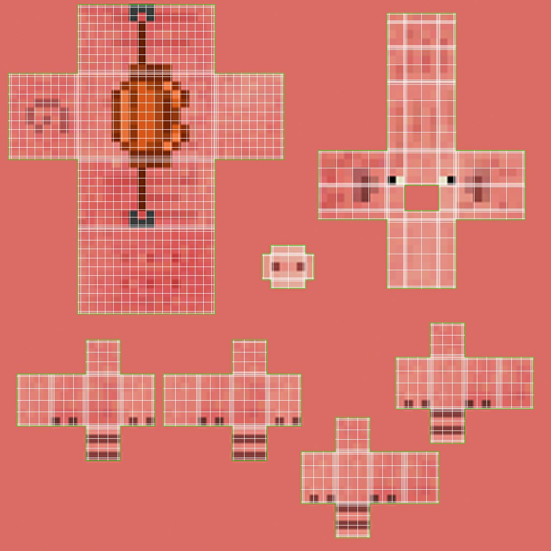 minecraft pig saddle rigged 3d max