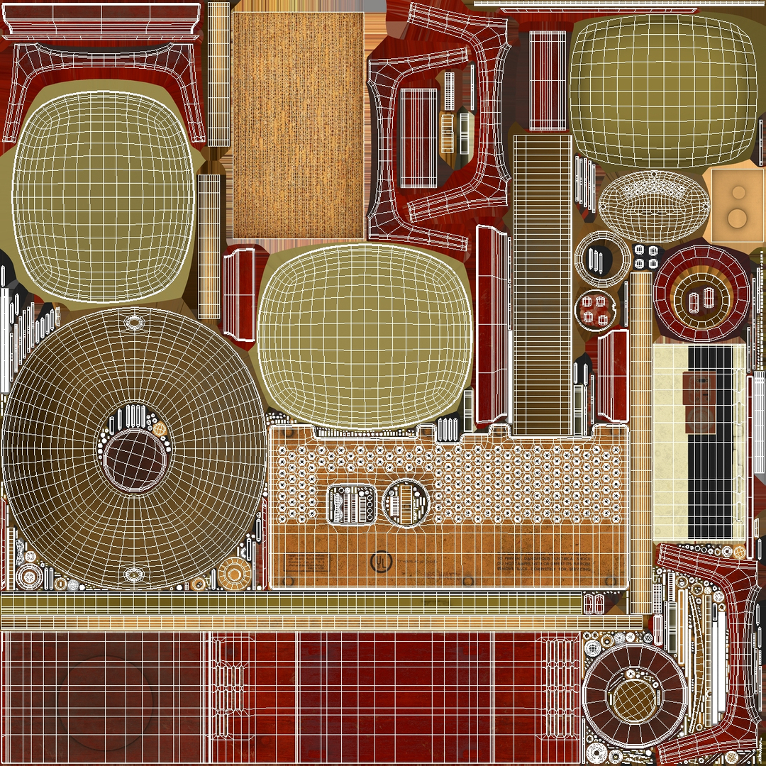 3D модель Винтажный телевизор Philco Predicta с подставкой, цвет красно ...