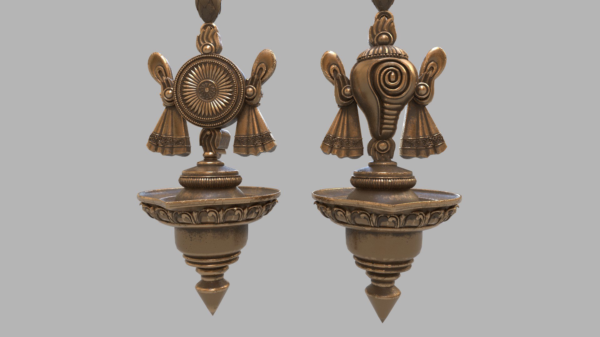 3D Model Oil Lamp Shanku Chakra Oil Lamp Balaji - TurboSquid 1983989