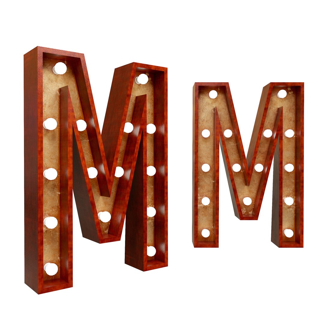 Marquee Letter M Led Wooden Glow Sign 3D Model - TurboSquid 1974456