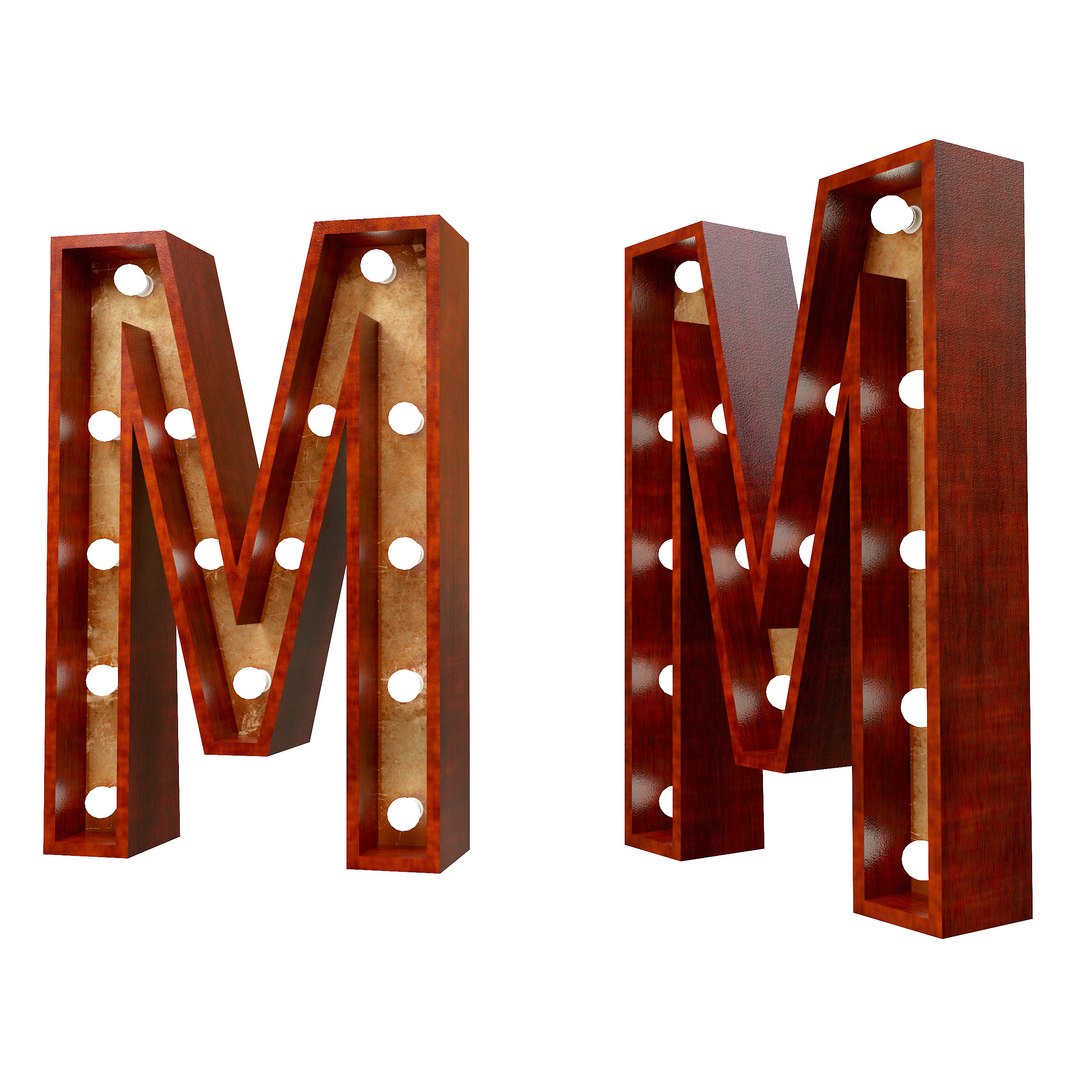 Marquee Letter M Led Wooden Glow Sign 3D Model - TurboSquid 1974456