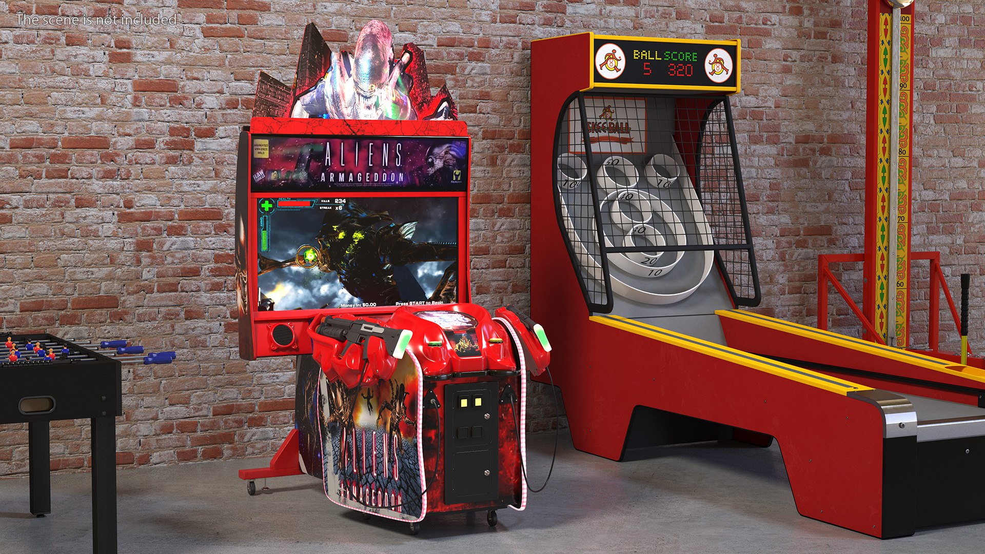 Arcade Machine Aliens Armageddon On State Rigged For Maya 3D Model ...