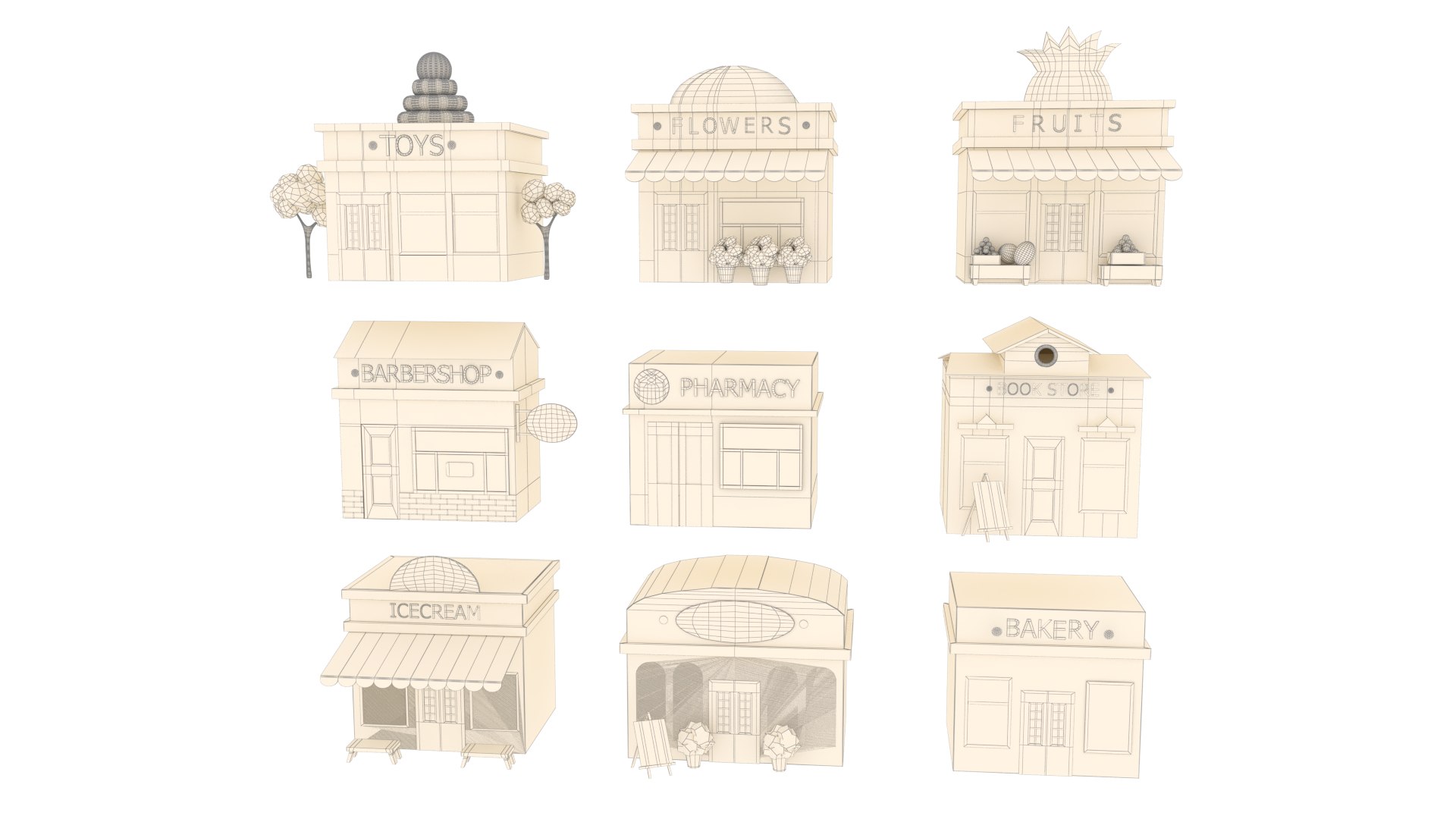 Cartoon City Building Shop 2 Model - TurboSquid 2127252