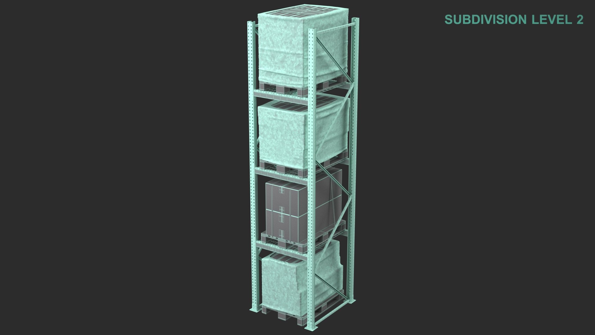 3D Model Warehouse Shelf With Pallets - TurboSquid 2089075