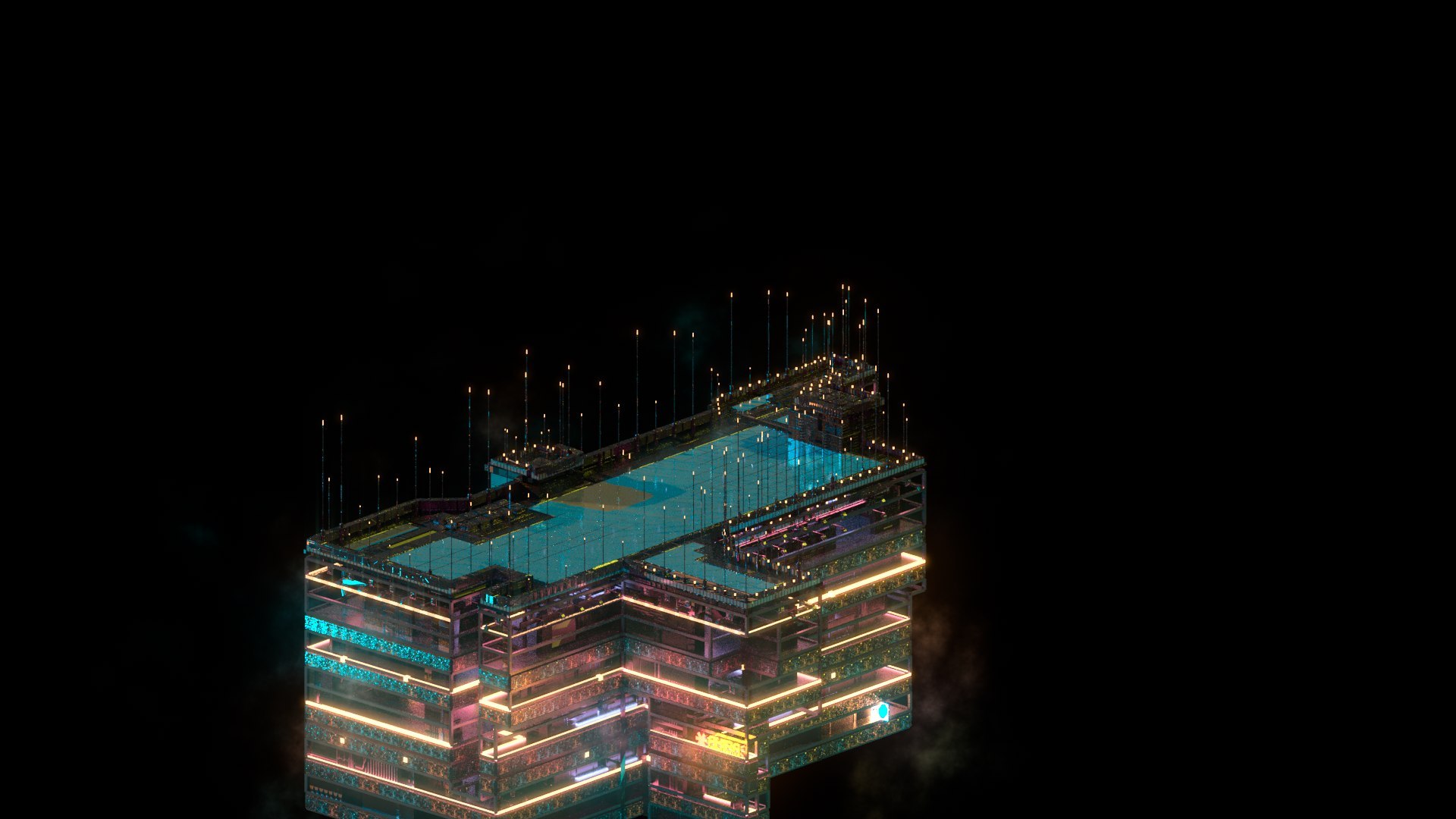 Sci-Fi Futuristic Cyberpunk Sci Fi City Building Skyscraper 73 3D ...