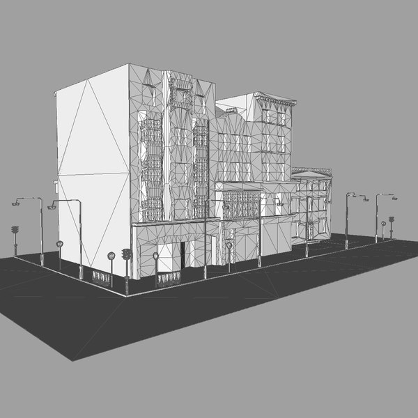 3d city block 1 street model