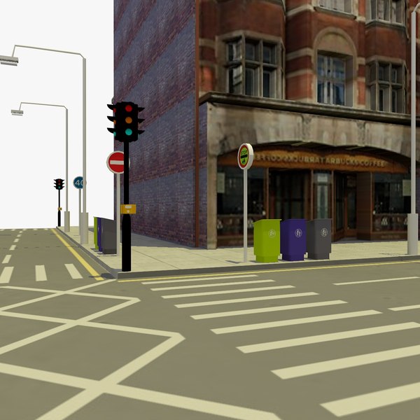 3d city block 1 street model