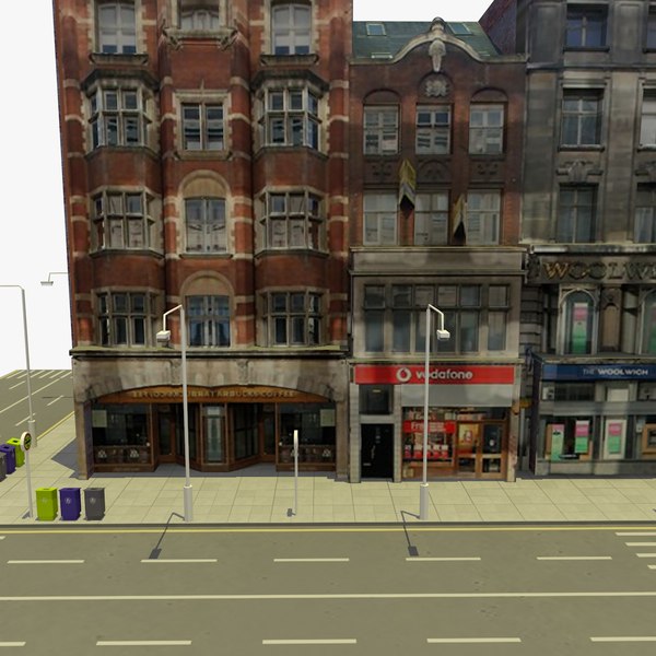 3d city block 1 street model