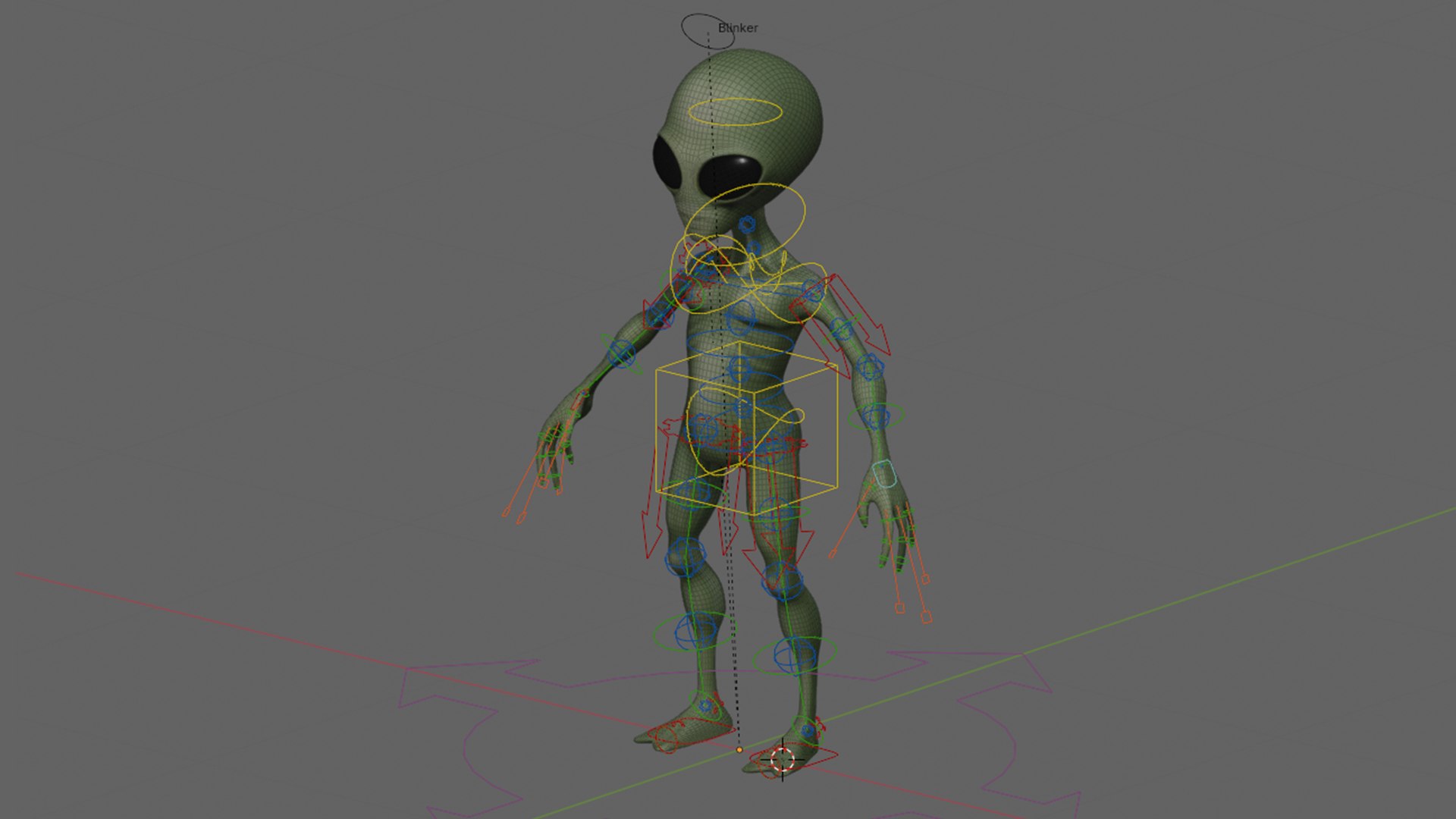 3D Grey Alien Blender Rig - TurboSquid 2334871