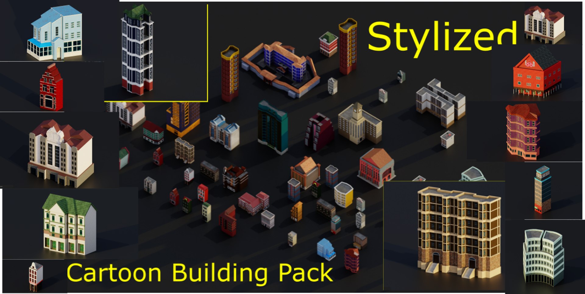 Pack Cartoon Buildings 3D Model - TurboSquid 1831443