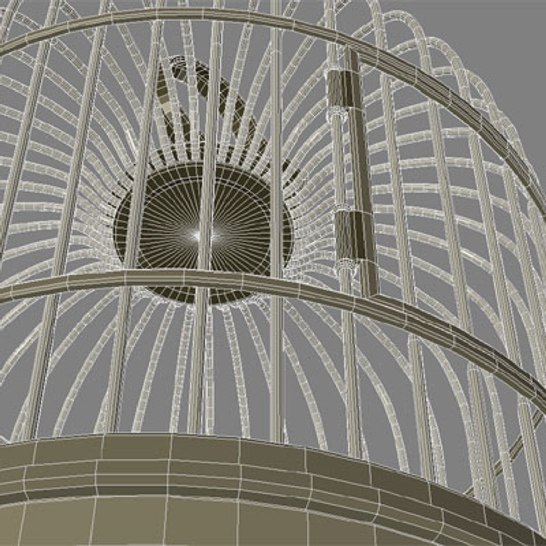 bronze bird cage birdcage 3d lwo