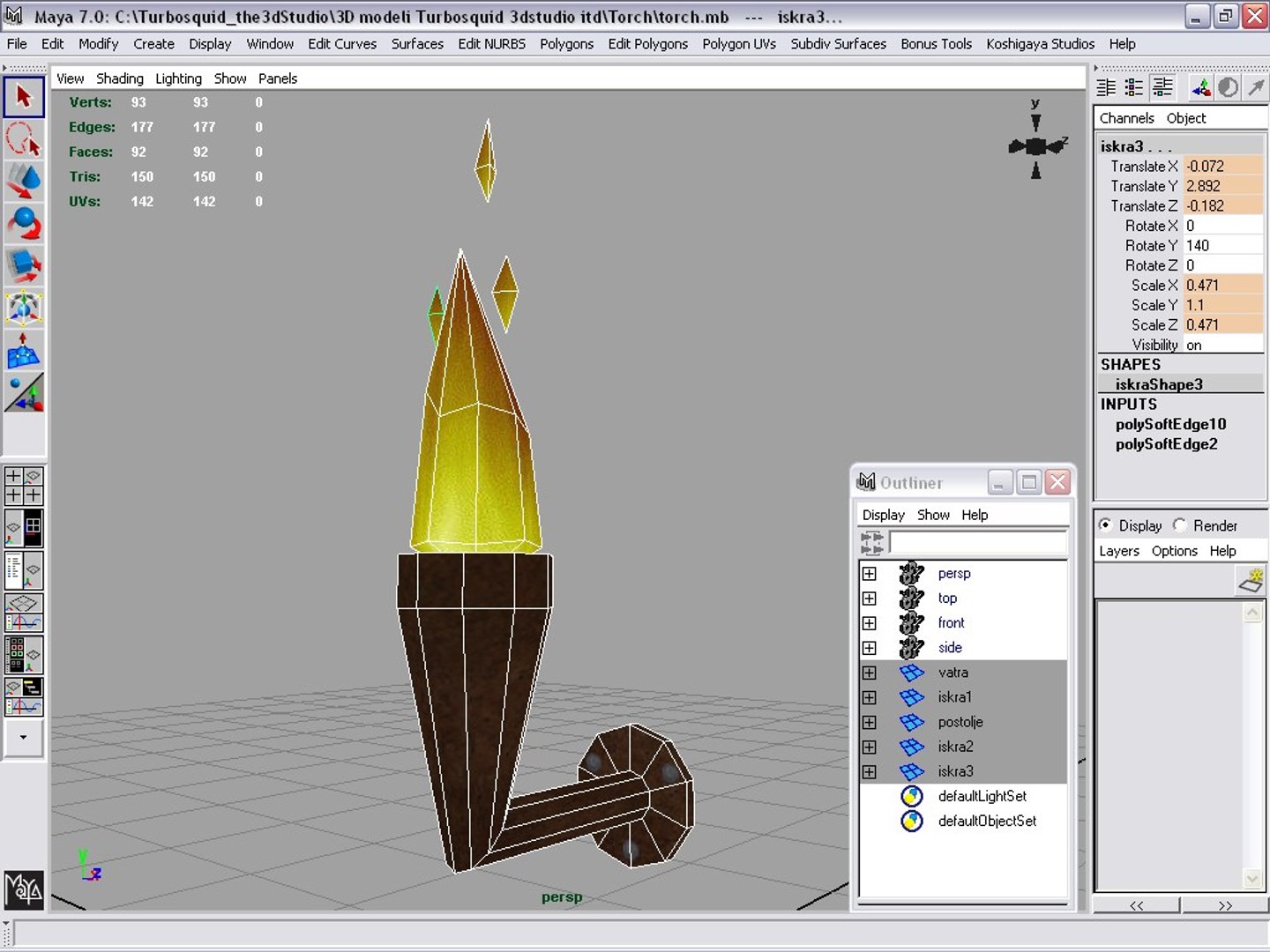 Free Obj Model Torch Games Low-poly