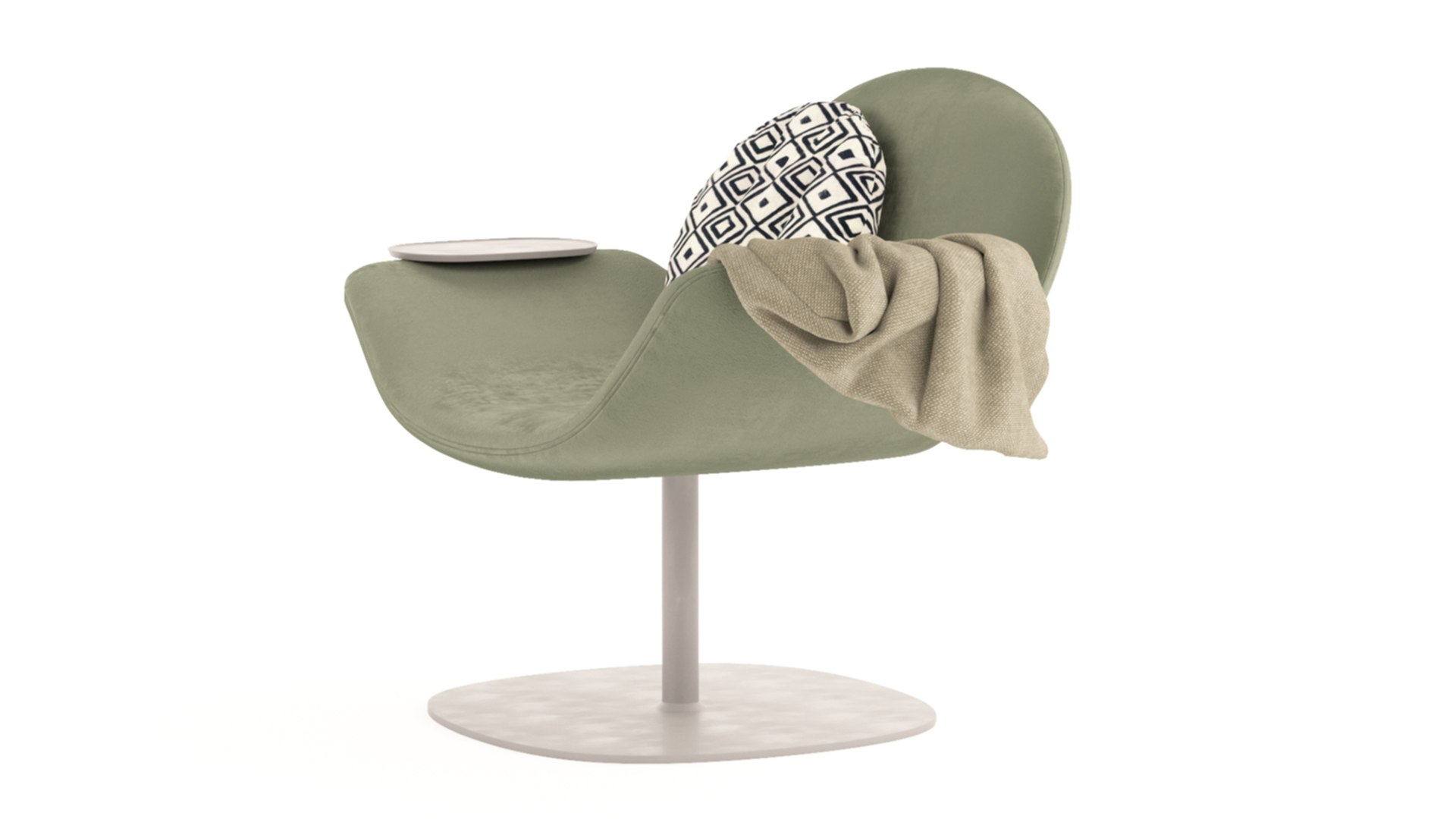3D DOVE NATUZZI Armchair With Throw Blanket And Cushion - TurboSquid ...