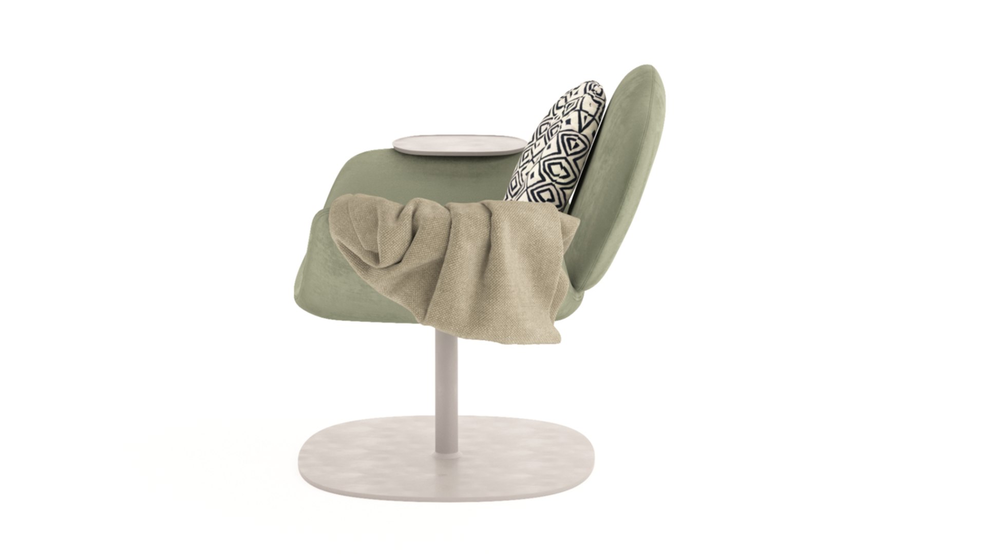 3D DOVE NATUZZI Armchair With Throw Blanket And Cushion - TurboSquid ...