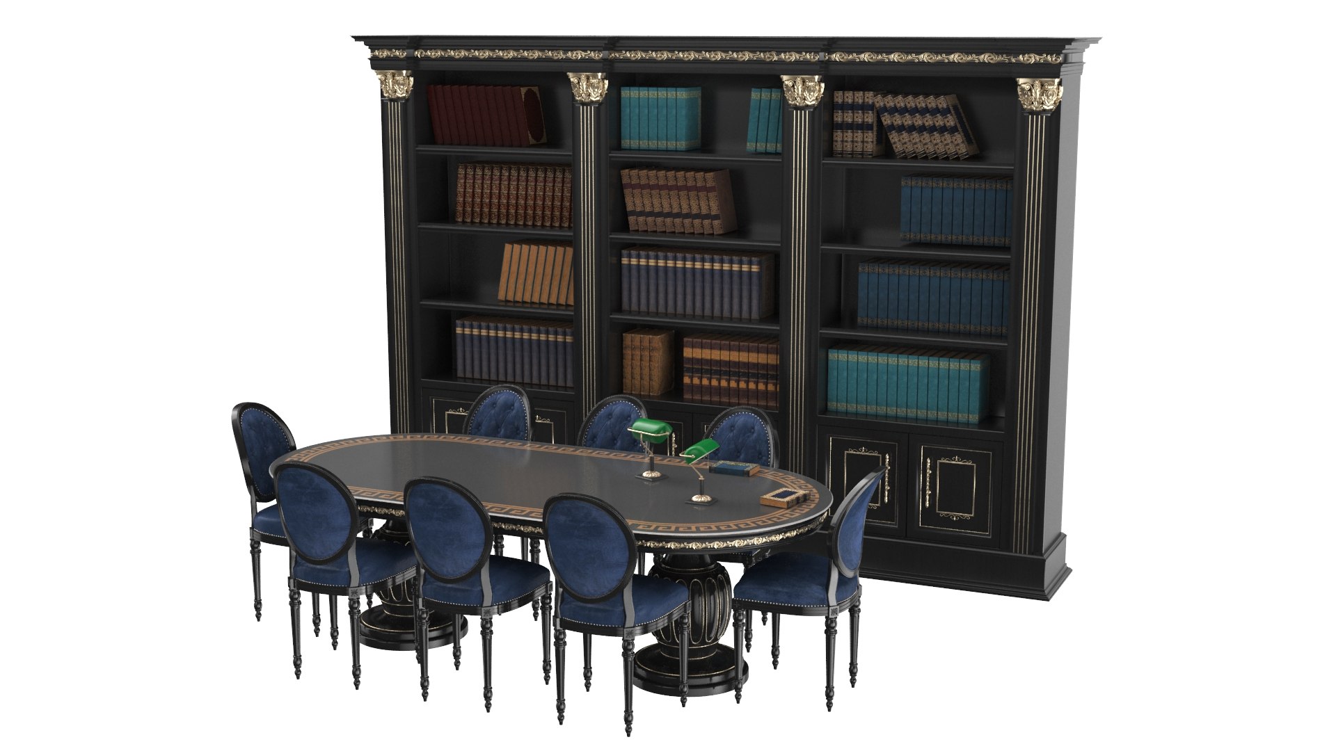 3D Library Book Case And Table - TurboSquid 1824436