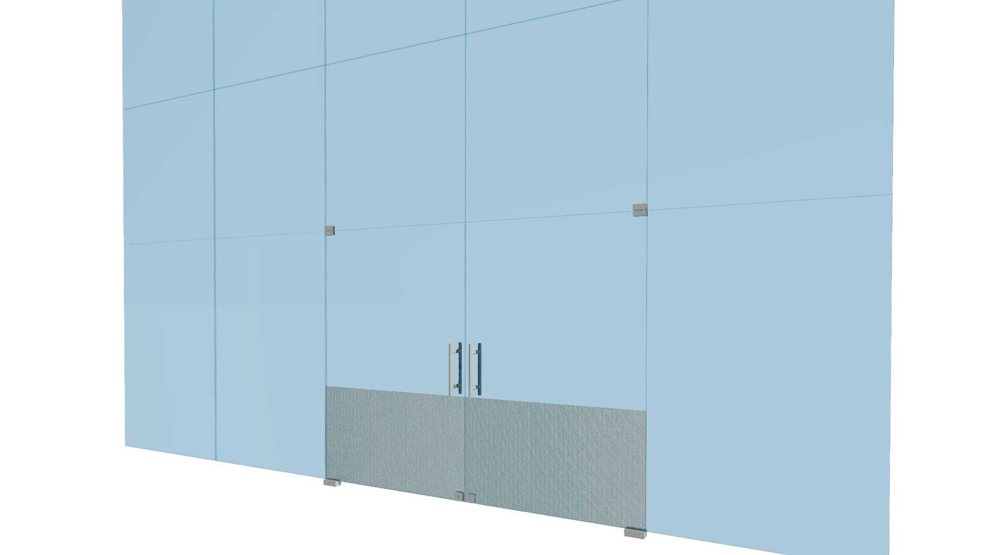 3D Frameless Curtain Wall Panel Glass Door - TurboSquid 2014192