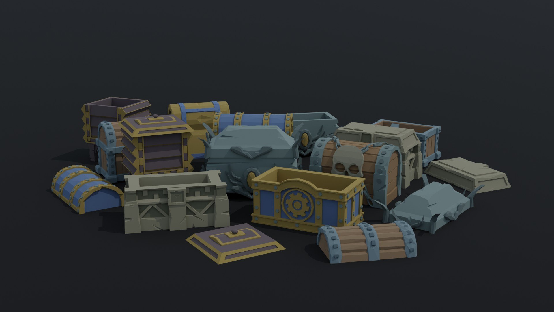 Low-poly Cartoon Fantasy Chests Kit 3D Model - TurboSquid 1930252