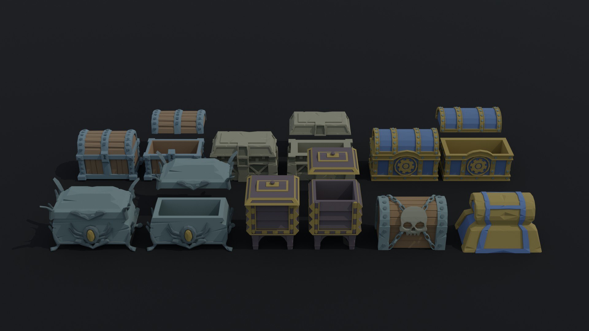 Low-poly Cartoon Fantasy Chests Kit 3D Model - TurboSquid 1930252