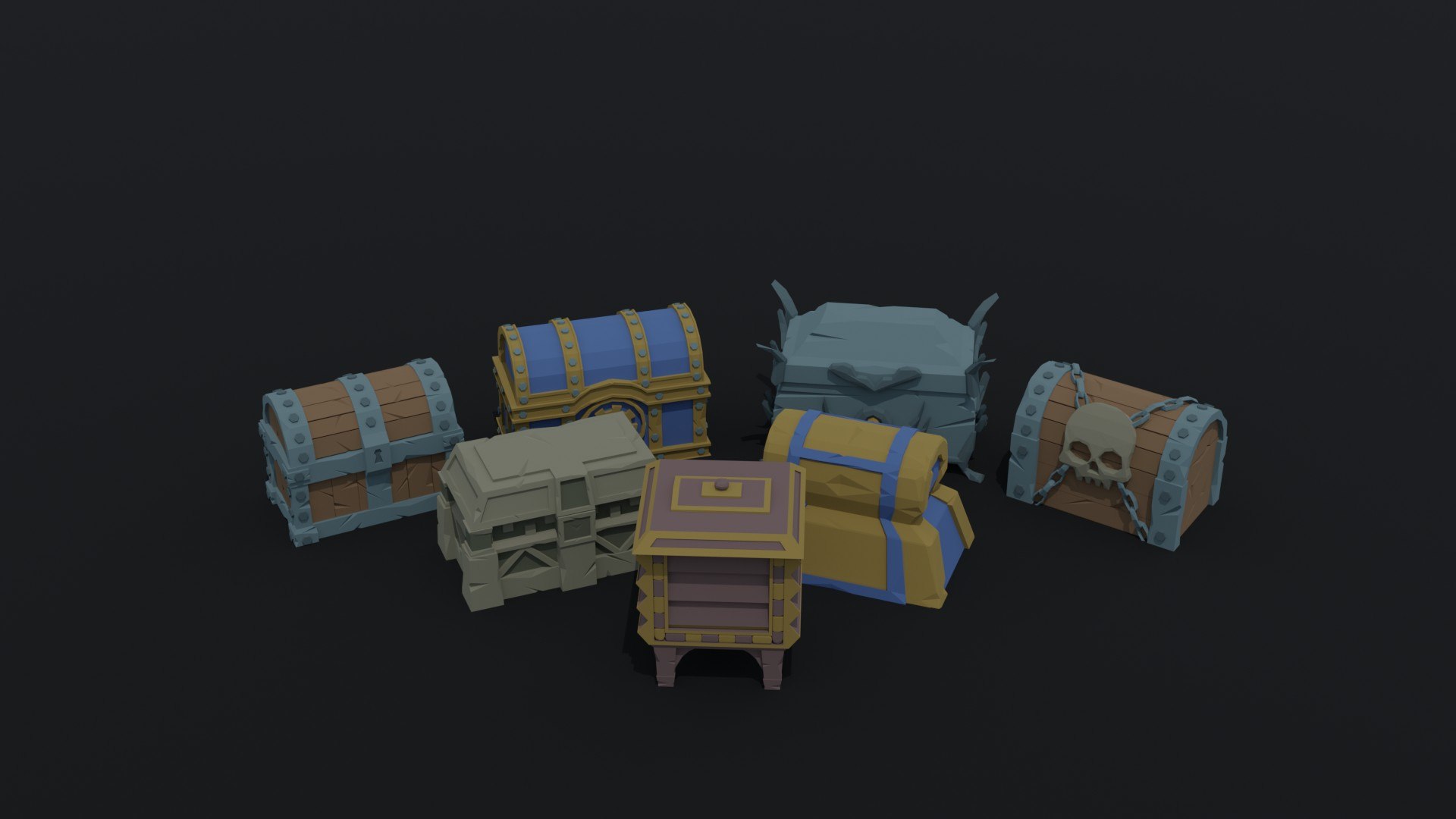 Low-poly cartoon fantasy chests kit 3D model - TurboSquid 1930252