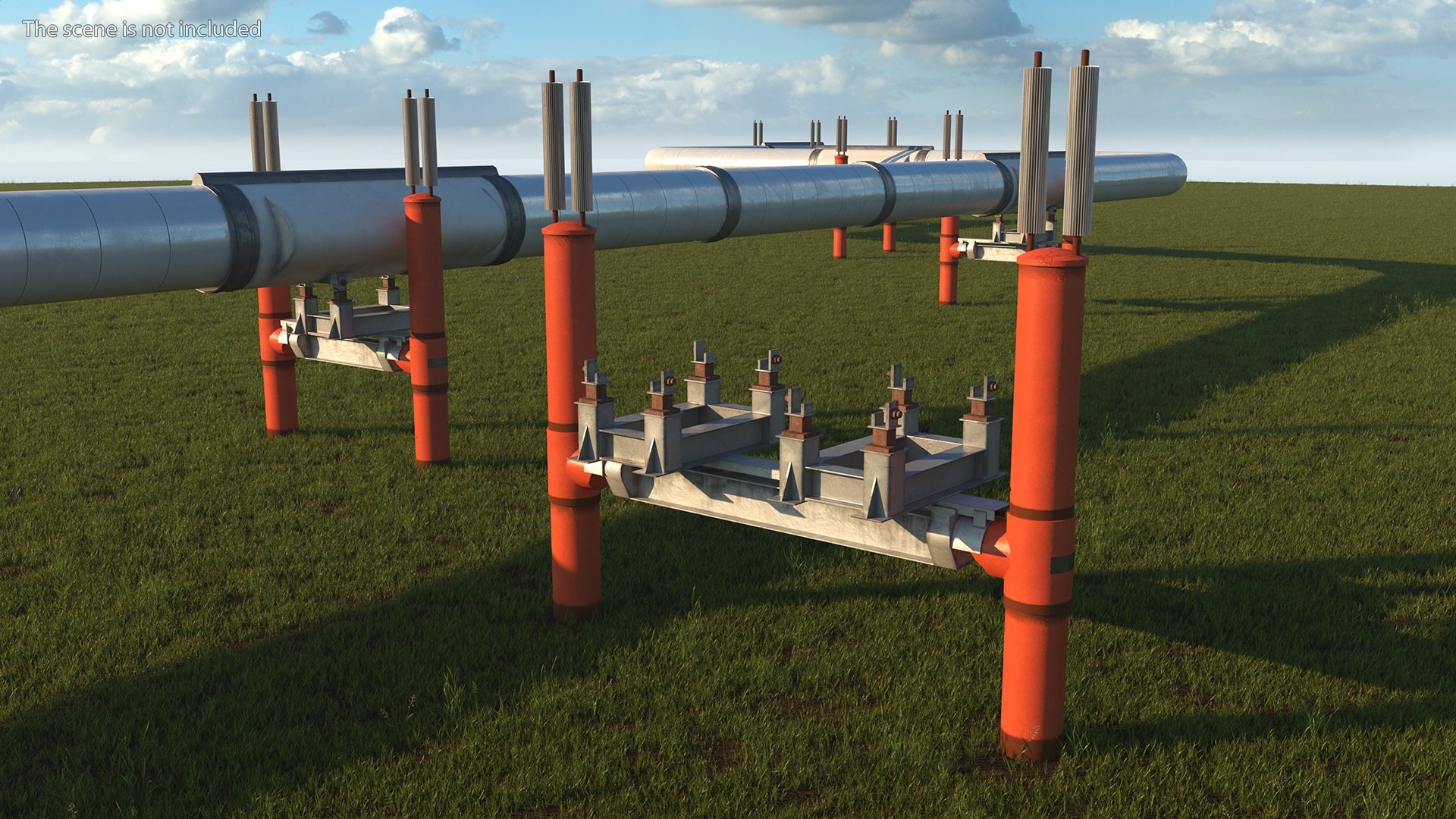 Gas Pipeline Double Support 3D model - TurboSquid 1900299