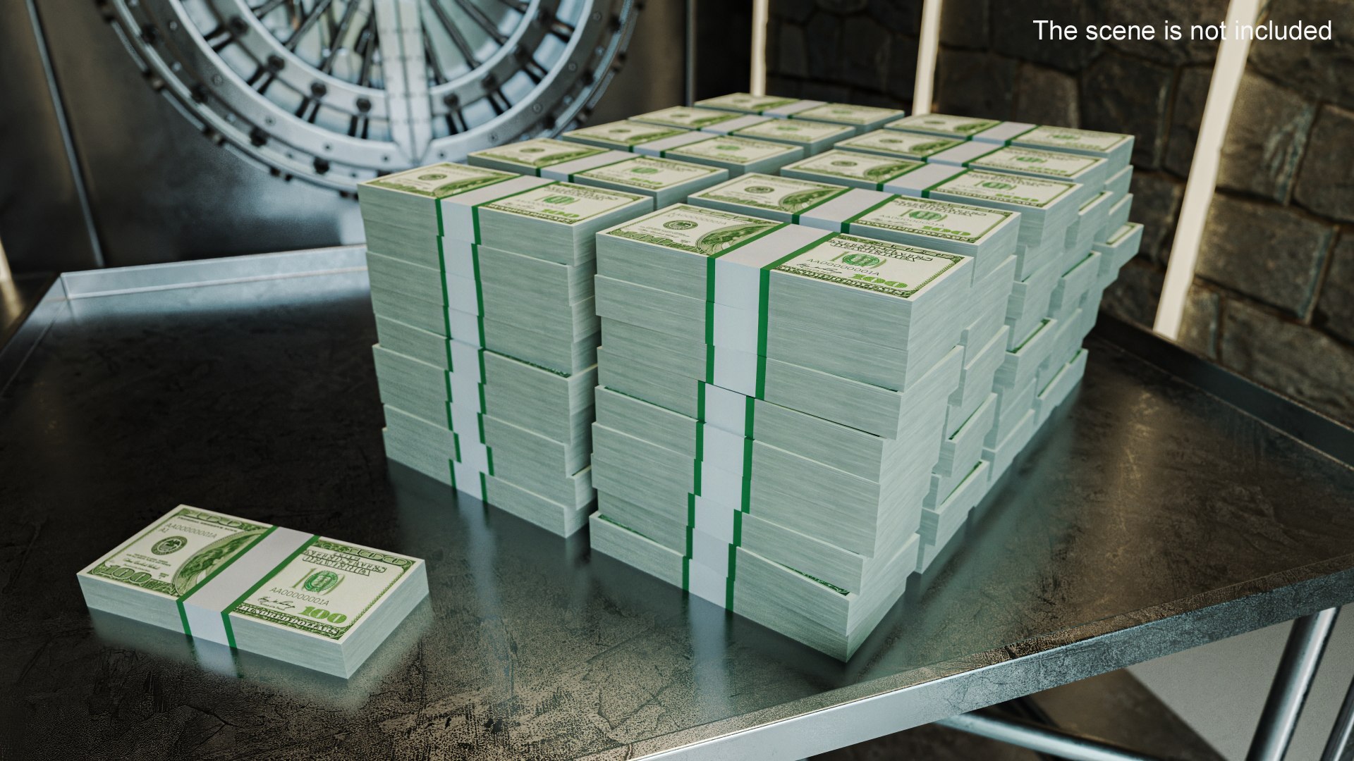 Stacks Of 100 Dollar Bills Packs 3D Model - TurboSquid 2256929