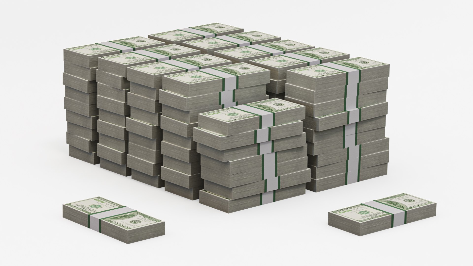 Stacks Of 100 Dollar Bills Packs 3D Model - TurboSquid 2256929