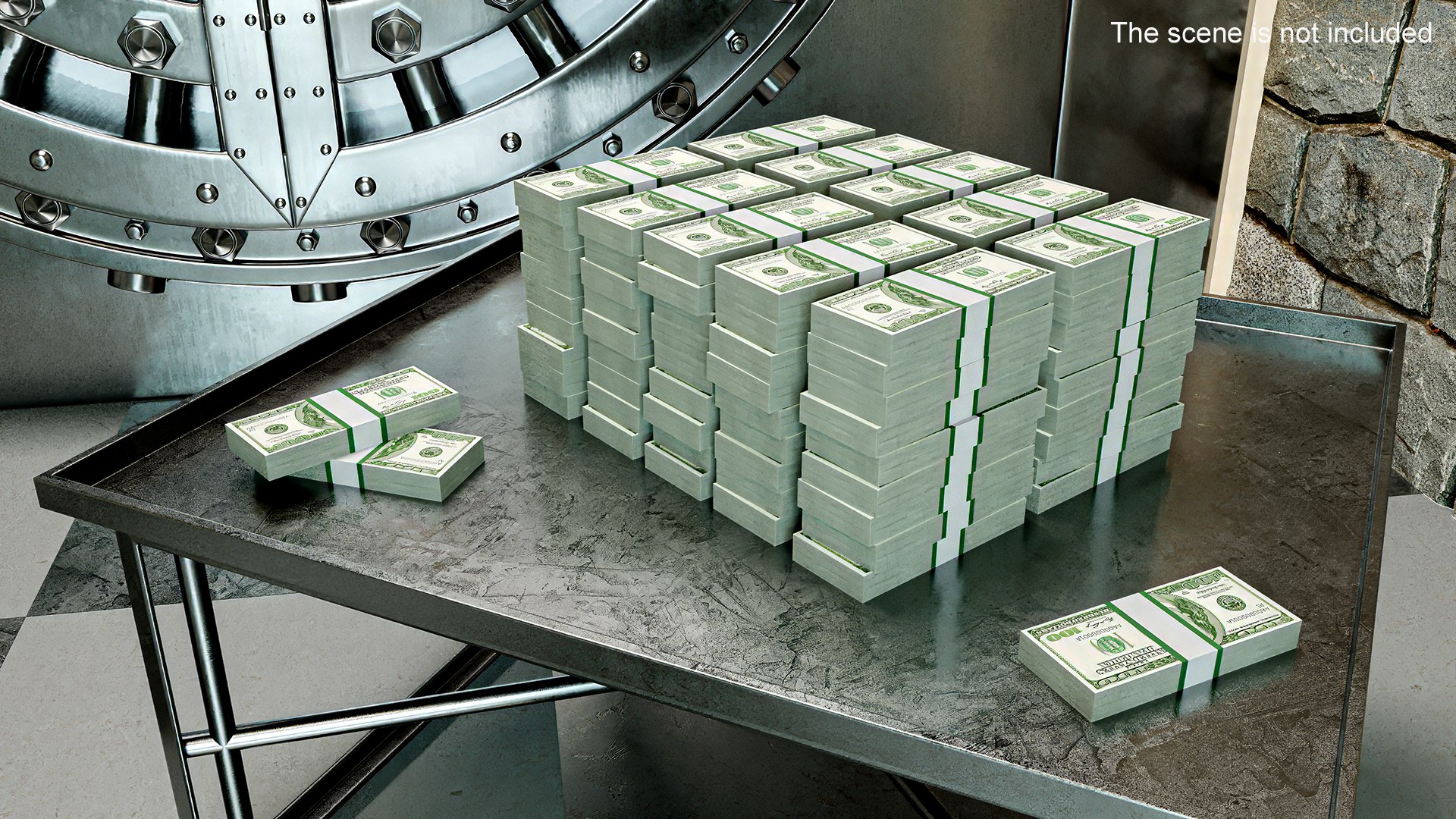 Stacks Of 100 Dollar Bills Packs 3D Model - TurboSquid 2256929