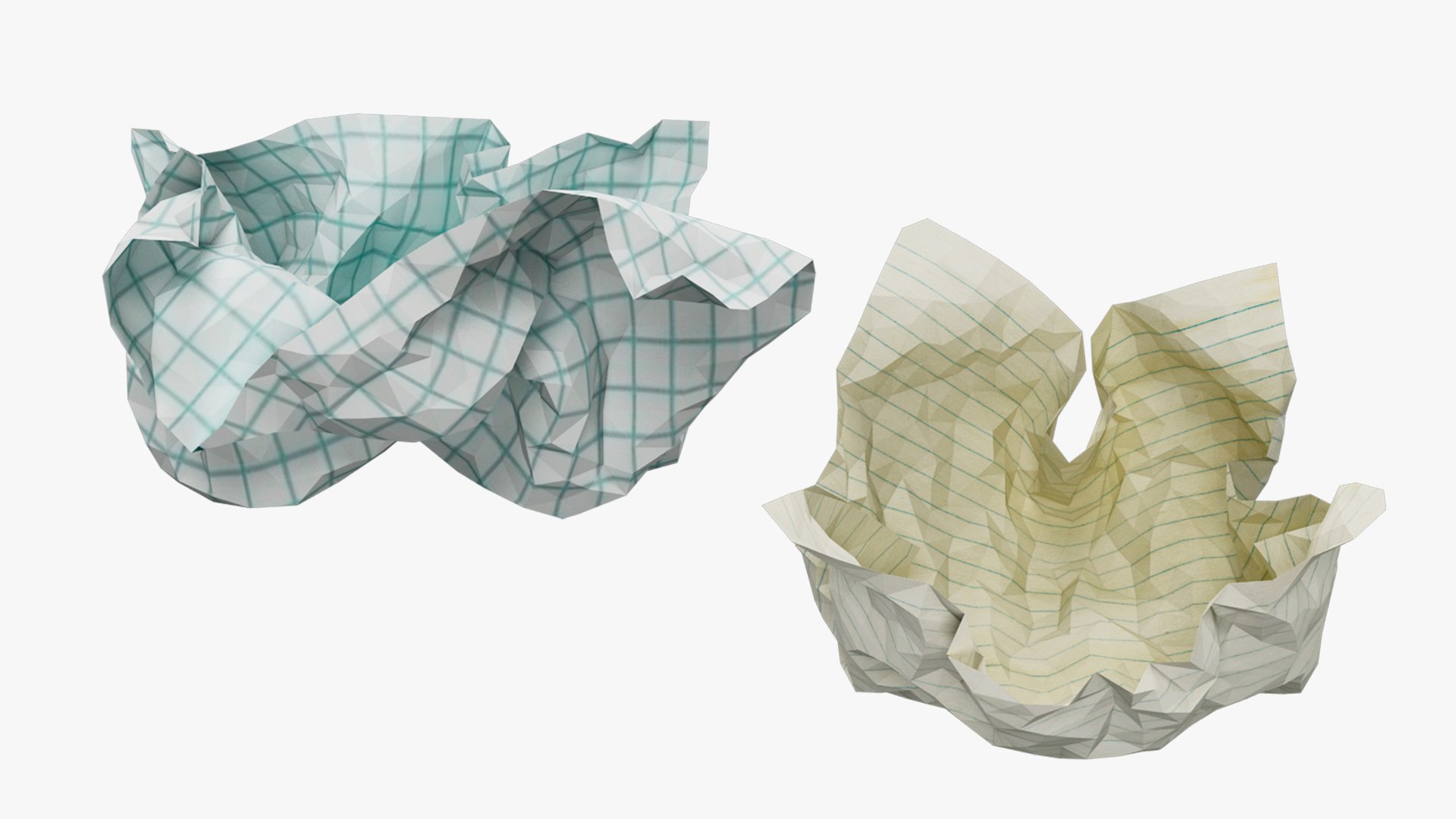 Set Of 10 Crumpled Sheets Of Paper High-poly Textured 3D Model ...