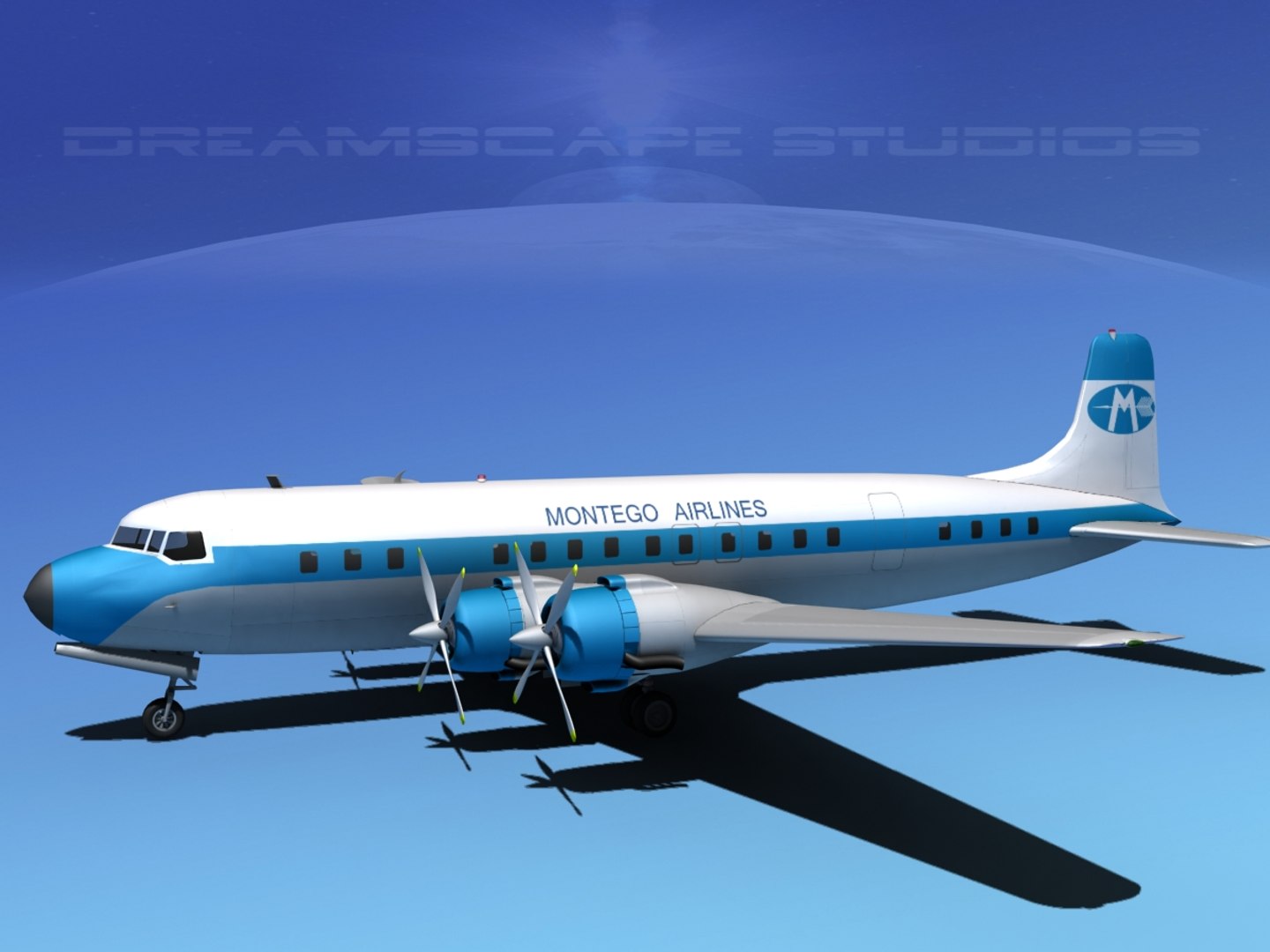 douglas dc-7c dc-7 3d max