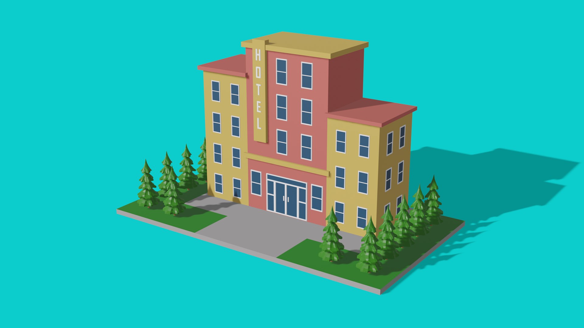 Low Poly HOTEL 3D model - TurboSquid 2116660