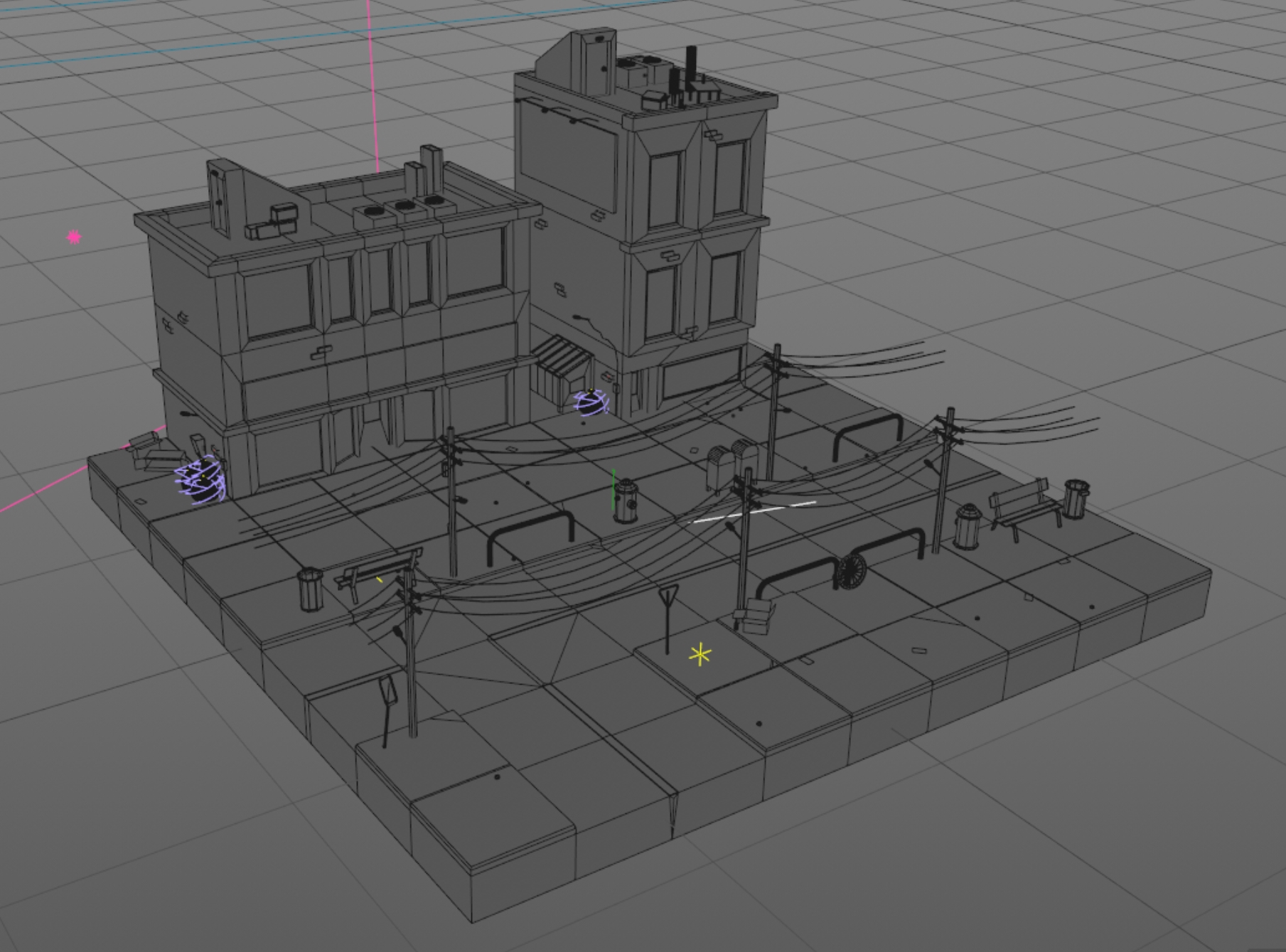 3D low-poly street - TurboSquid 1617063