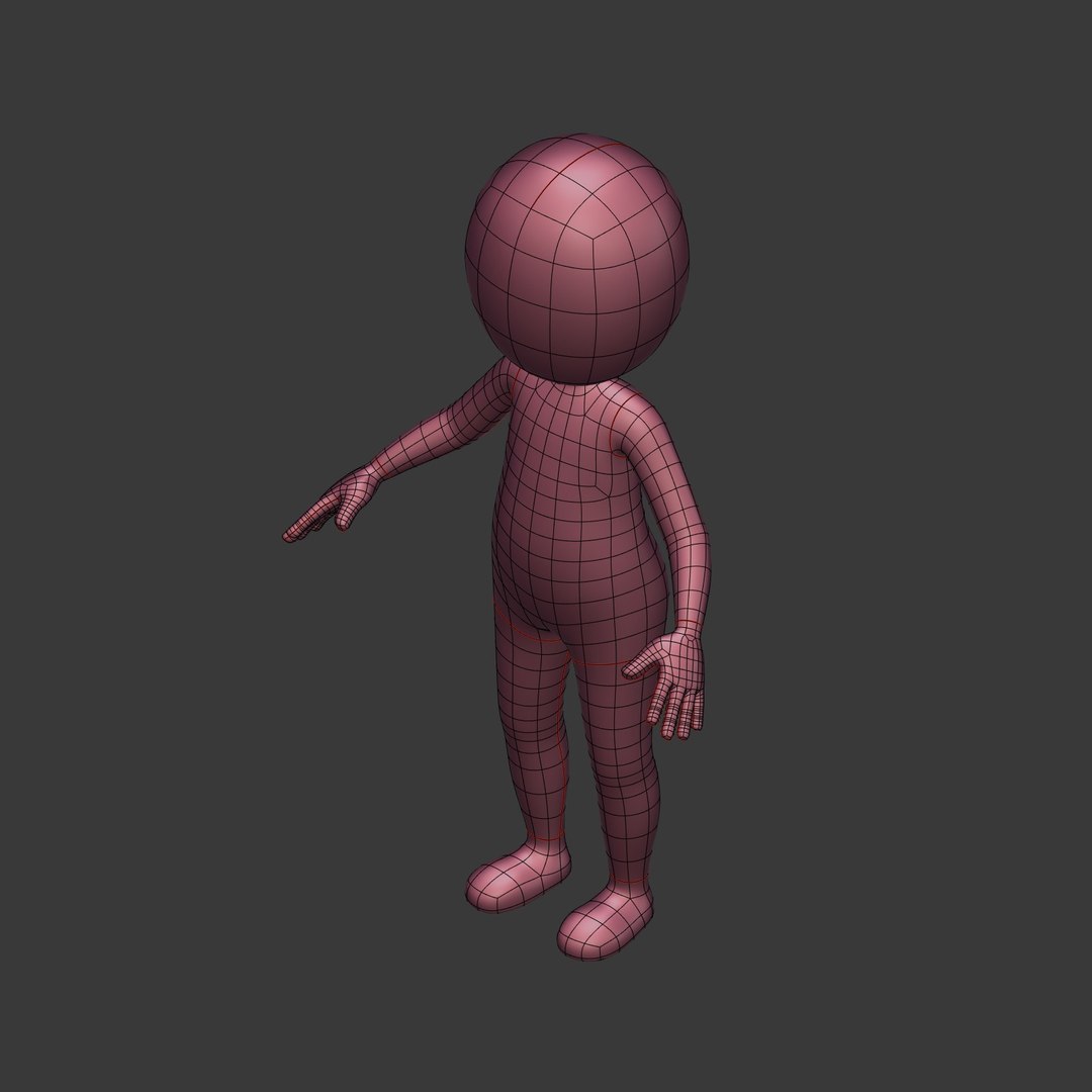 Cartoon stickman based 3D model - TurboSquid 1405962