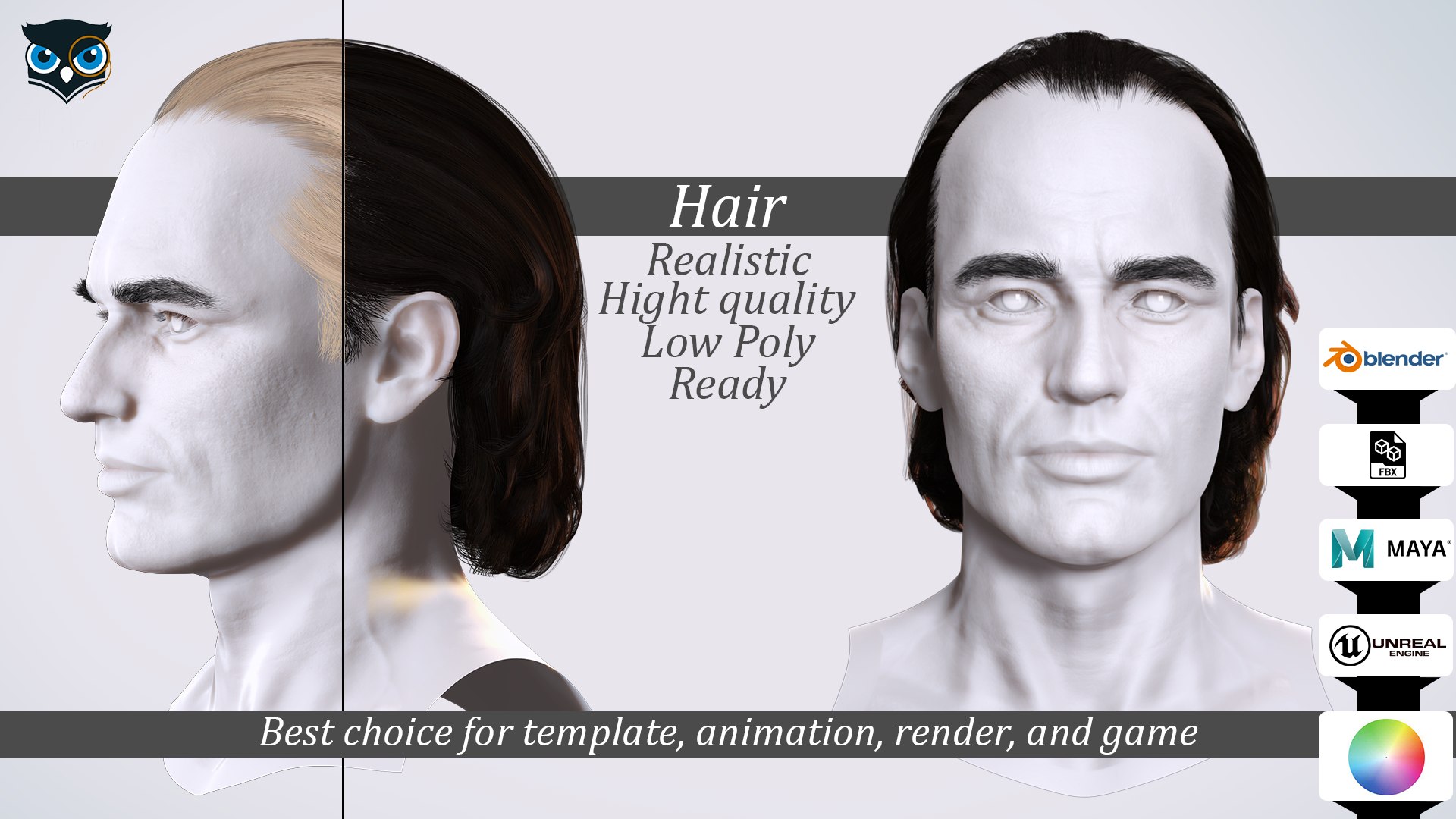 3D Model Retro Slicked Hair For Men-Game-Ready Hair Asset - TurboSquid ...