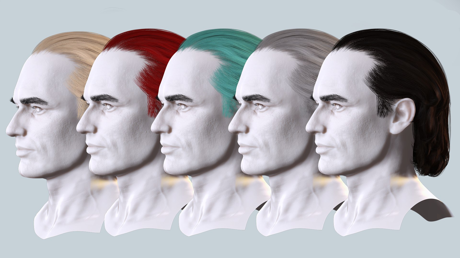 3D Model Retro Slicked Hair For Men-Game-Ready Hair Asset - TurboSquid ...