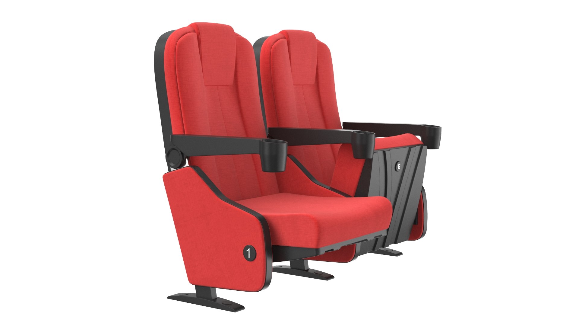 3D Detailed Cinema Theater Chair Red - TurboSquid 2065201