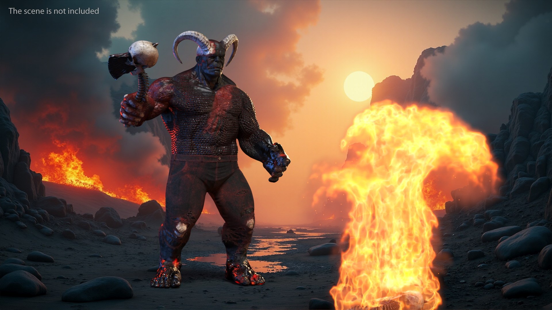 3D Model Demon Character With Hellish Hatchet Rigged For Cinema 4D ...