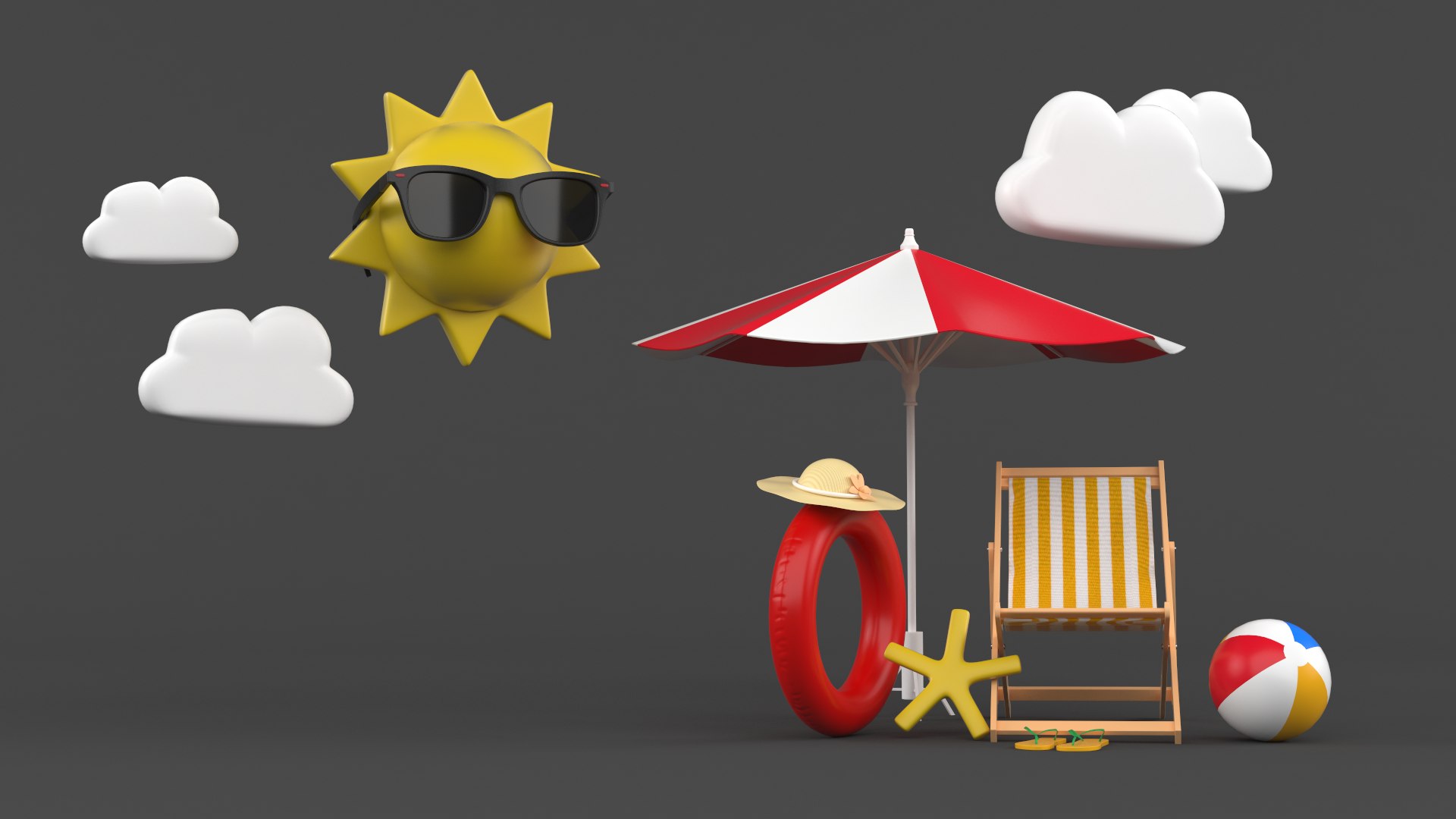 Beach Umbrella And Chair 3D - TurboSquid 2129948