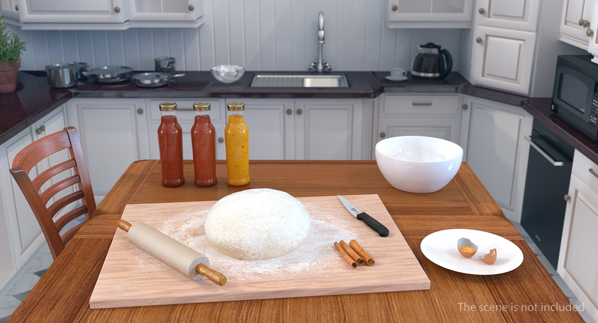 Fresh Raw Dough Wooden Board 3D Model - TurboSquid 1375398