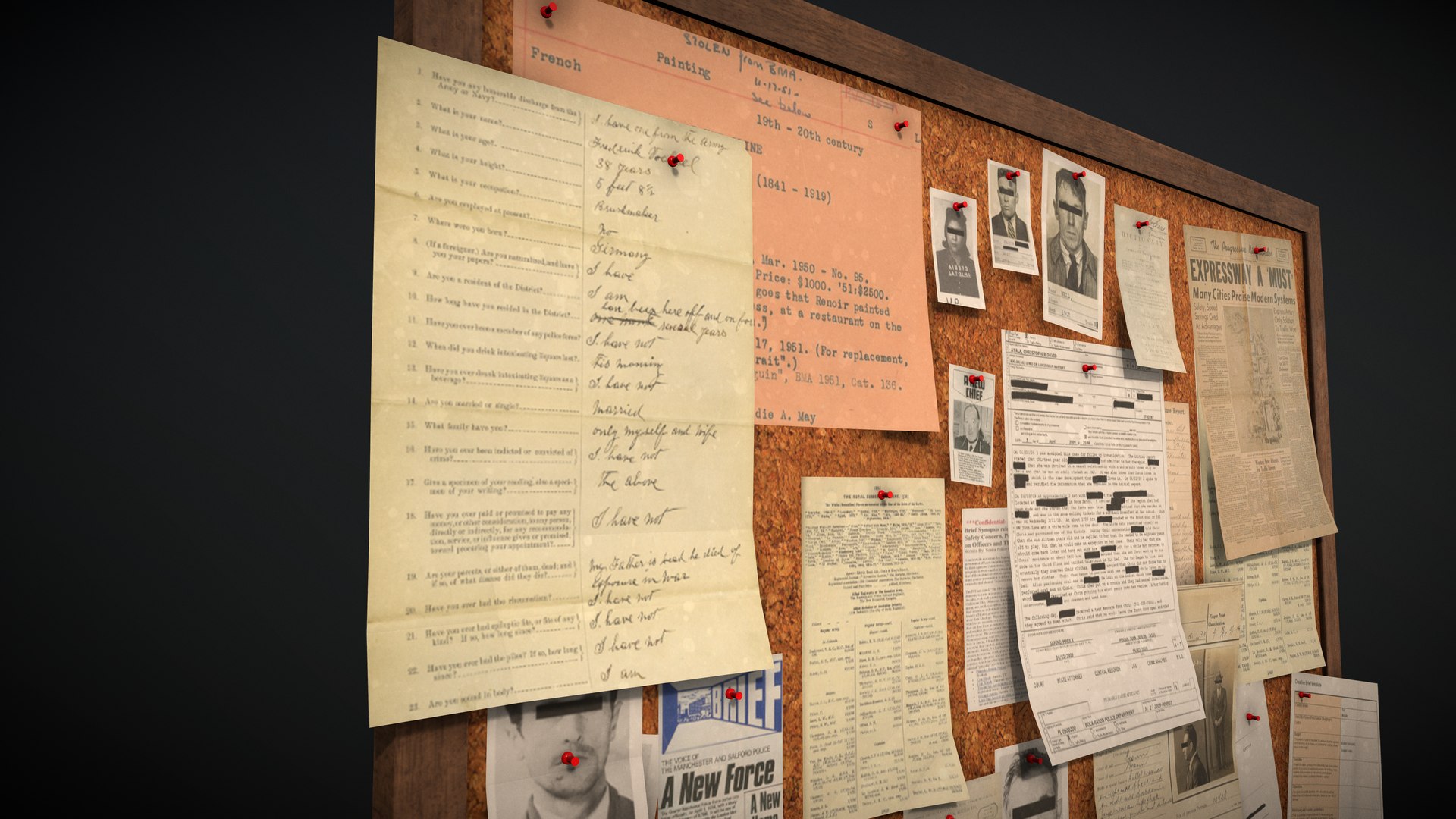 Pinboard Urban Criminal 3D Model - TurboSquid 1299797