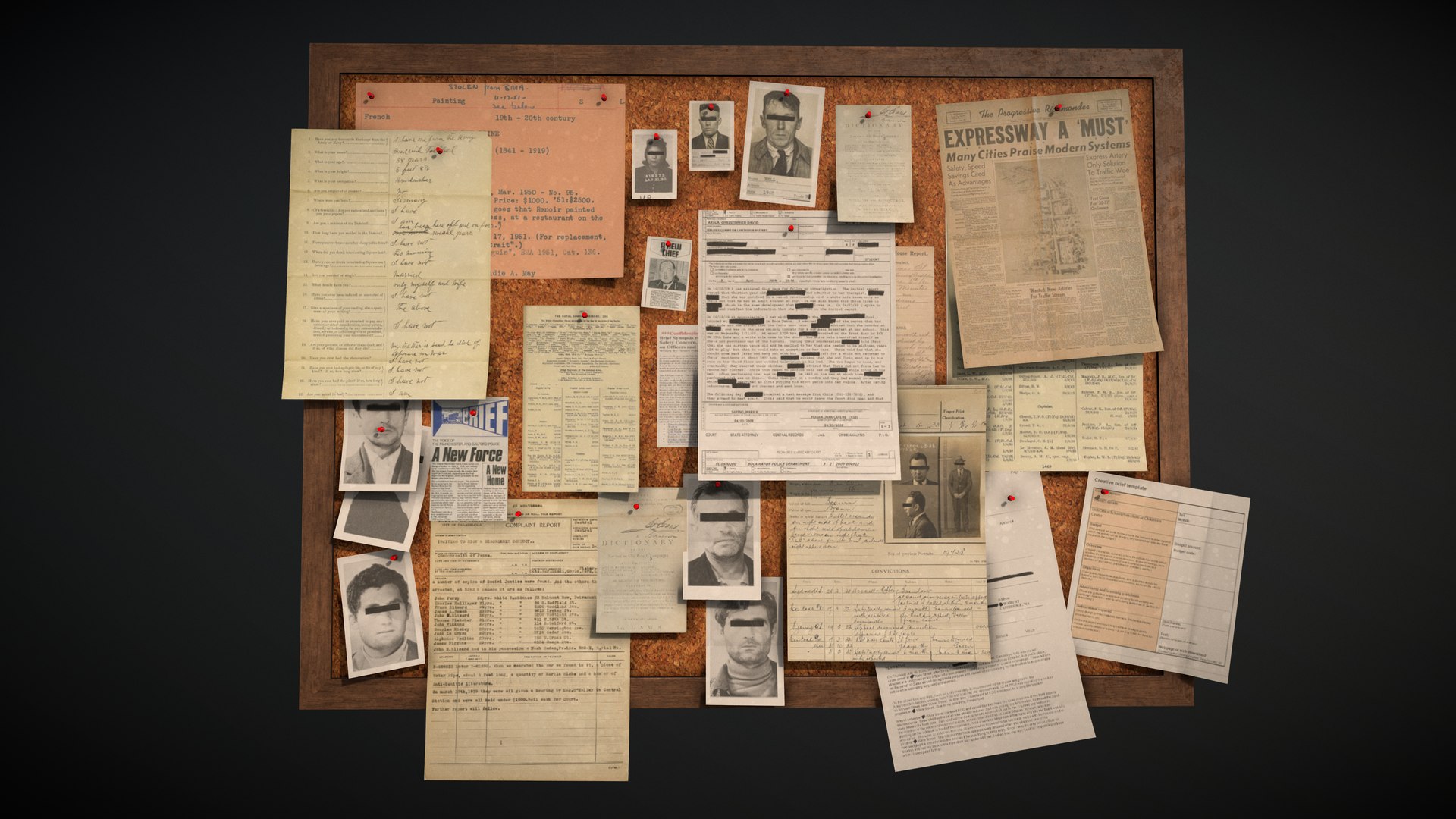 Pinboard Urban Criminal 3D Model - TurboSquid 1299797
