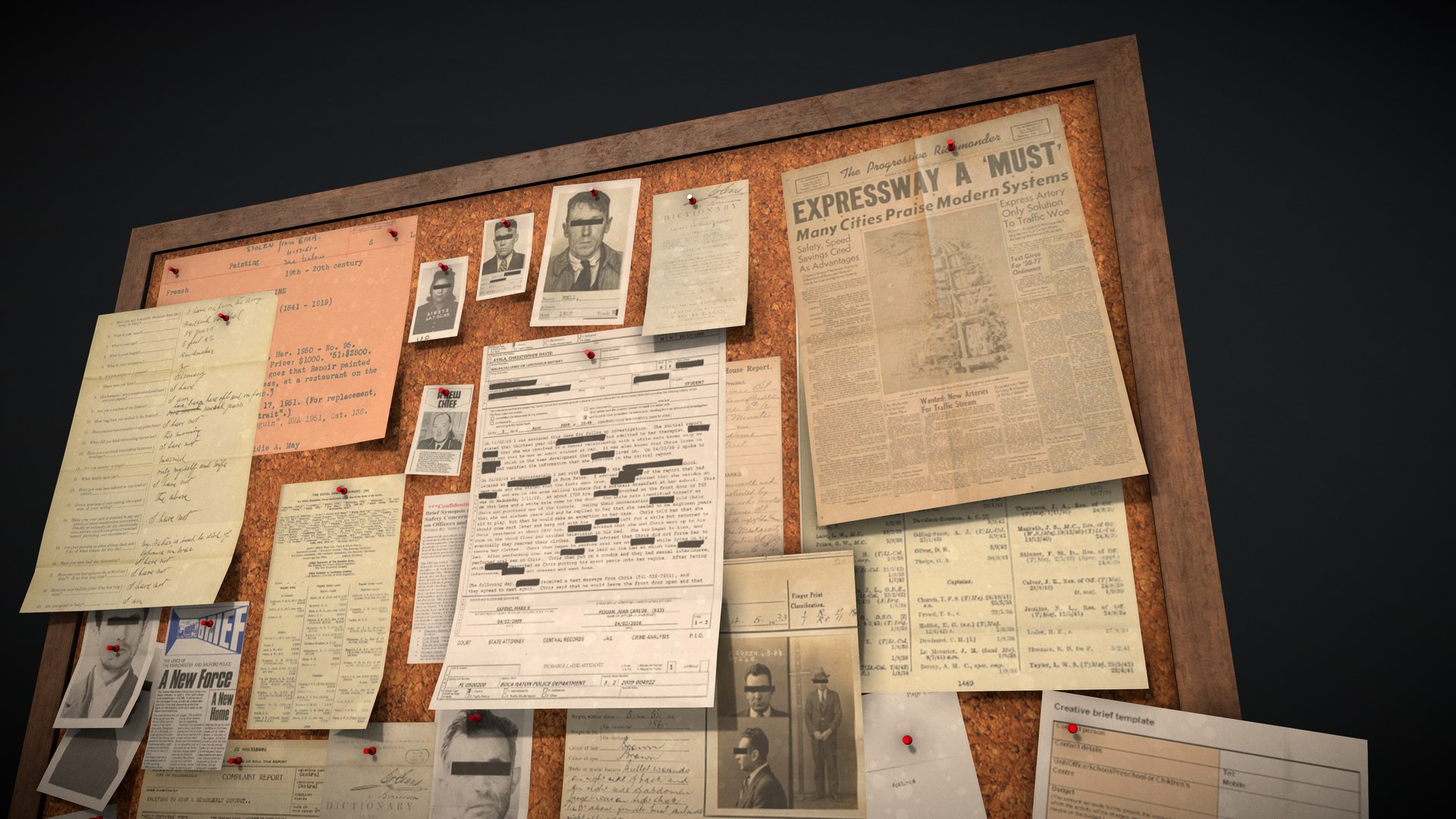 Pinboard Urban Criminal 3D Model - TurboSquid 1299797