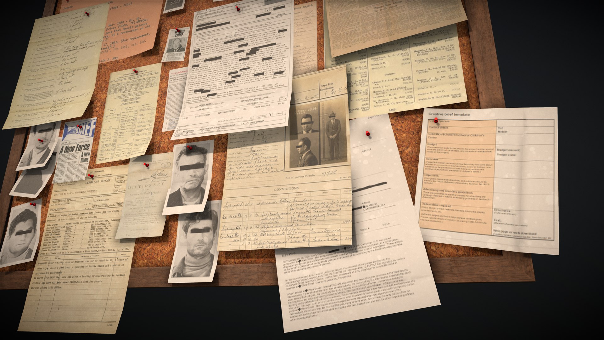 Pinboard Urban Criminal 3D Model - TurboSquid 1299797