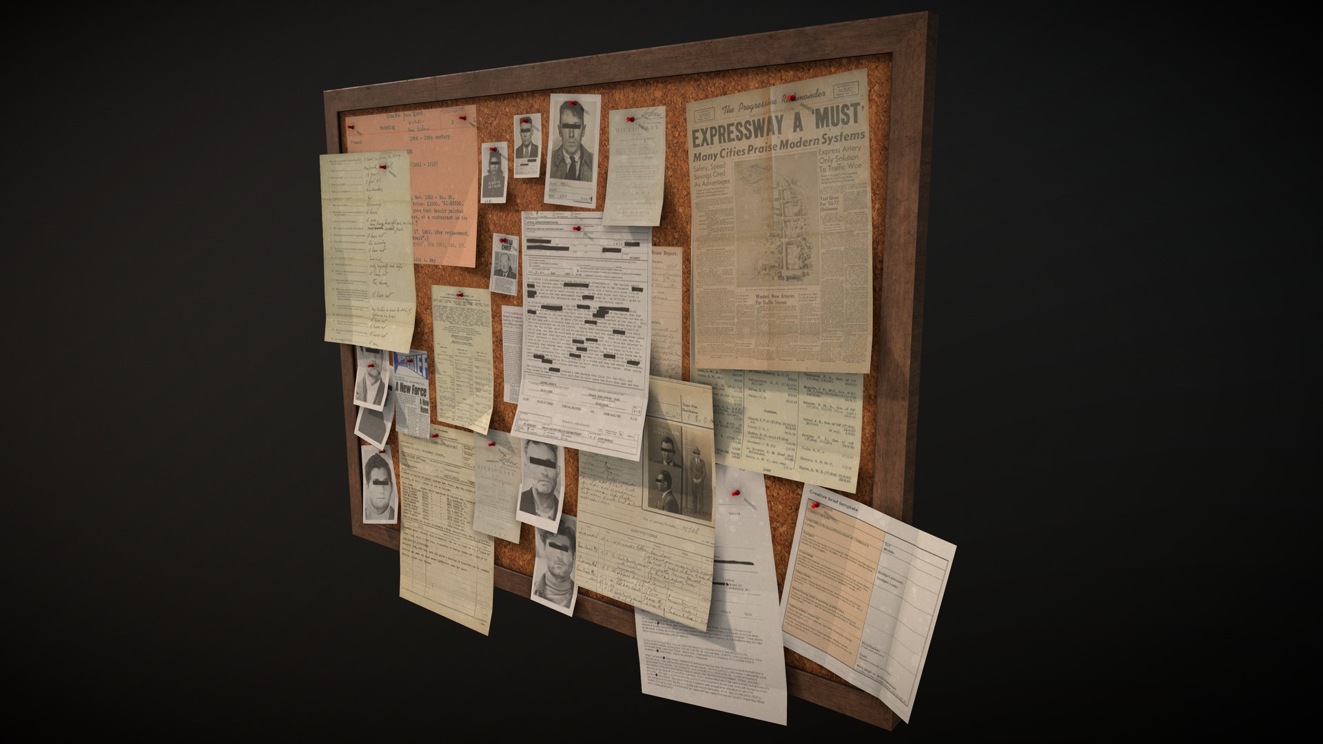 Pinboard Urban Criminal 3D Model - TurboSquid 1299797