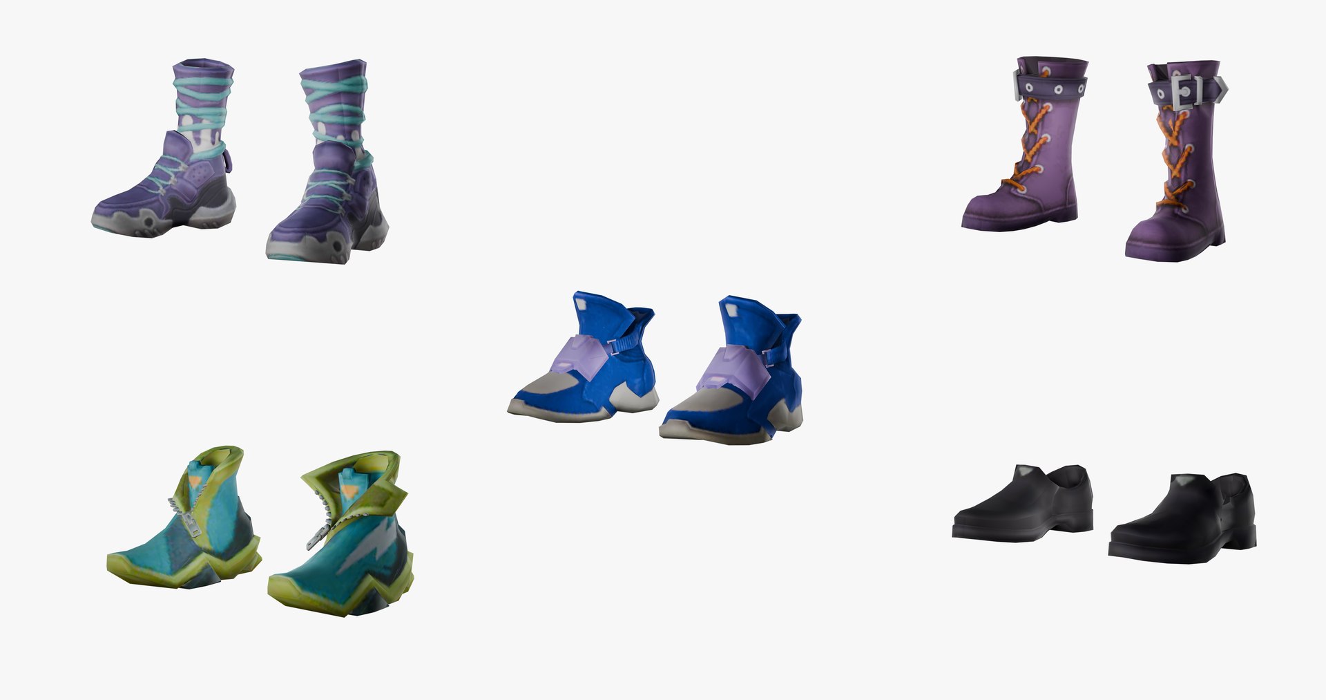 3D 20 STYLIZED SHOE MODELS PACK 1 - LOW POLY - TurboSquid 2221604