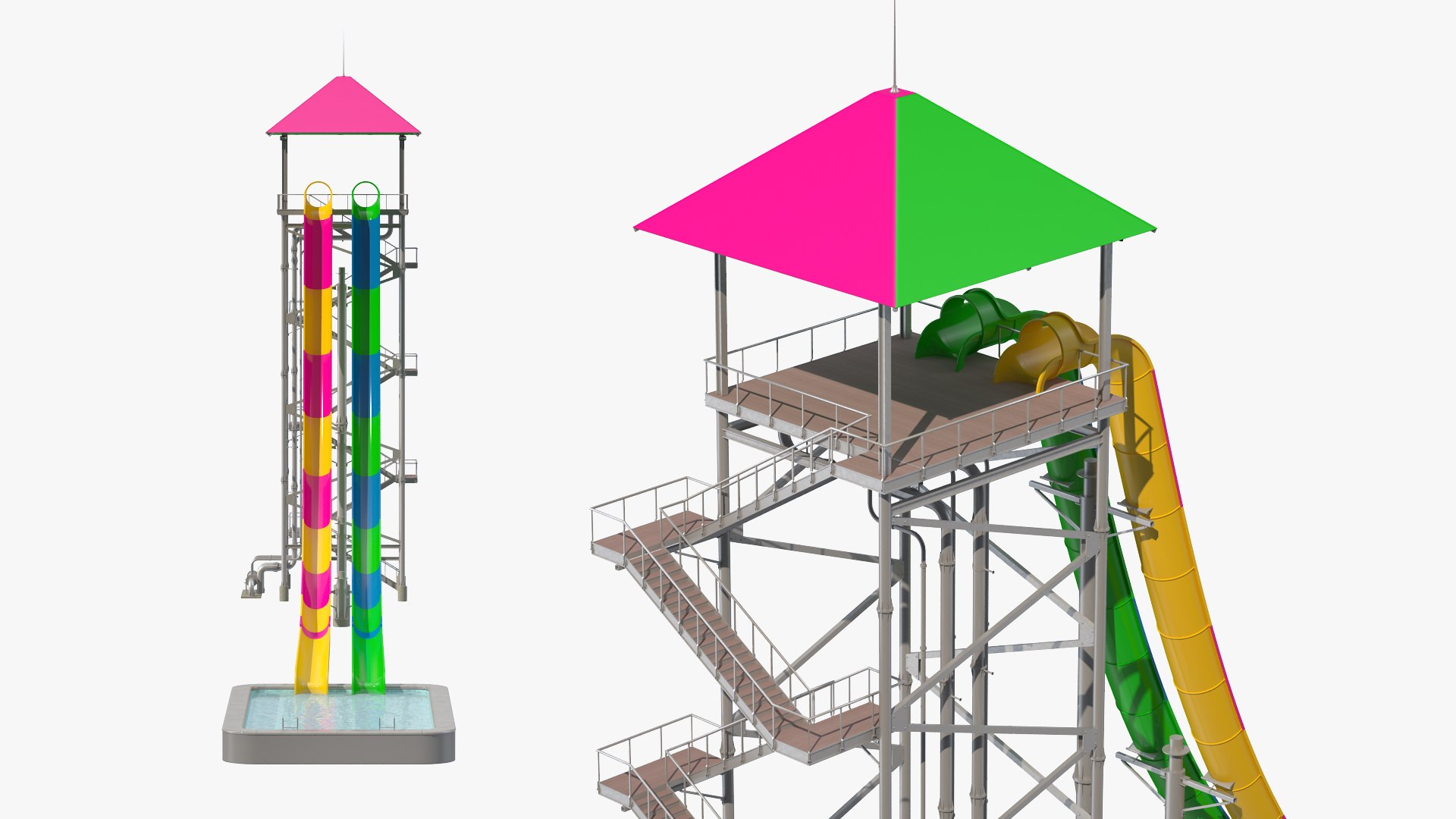 Freefall Water Slide Model - TurboSquid 1495615
