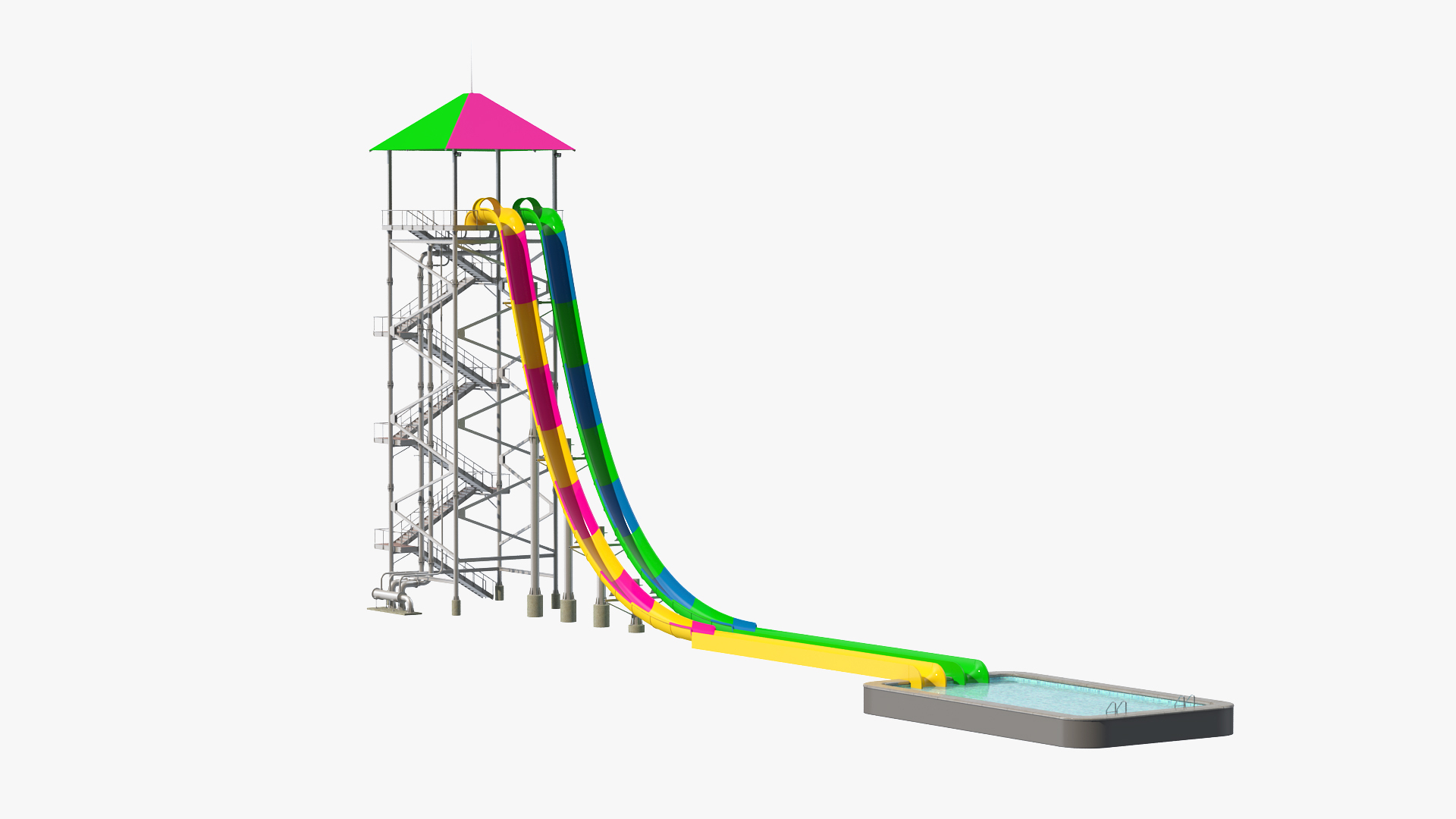 Freefall Water Slide Model - TurboSquid 1495615