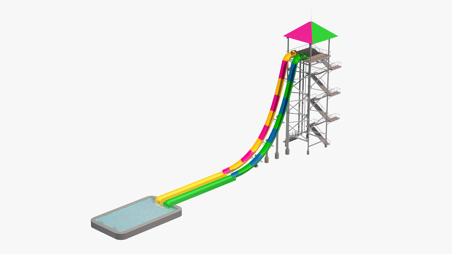 Freefall Water Slide Model - TurboSquid 1495615