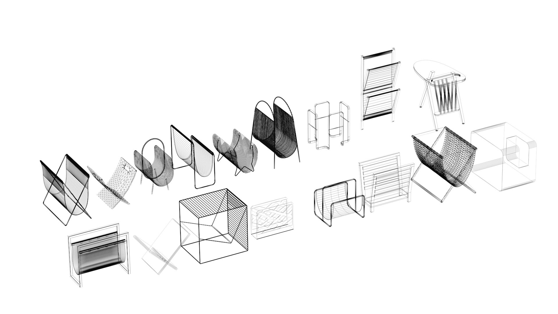 Collection Of Magazine Racks Model - TurboSquid 2220203